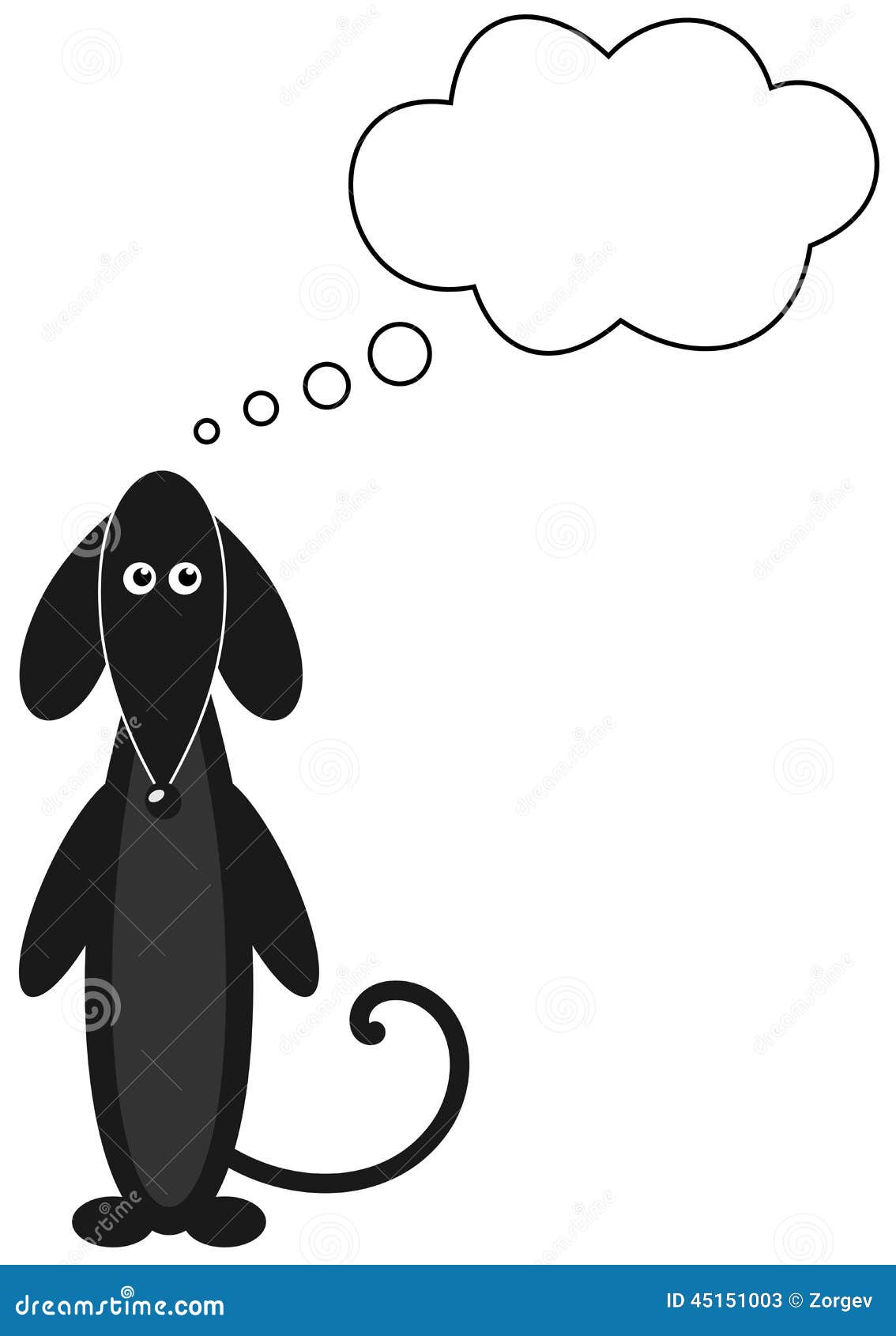 A Dog Black Standing Trying To Think Stock Illustration - Illustration ...