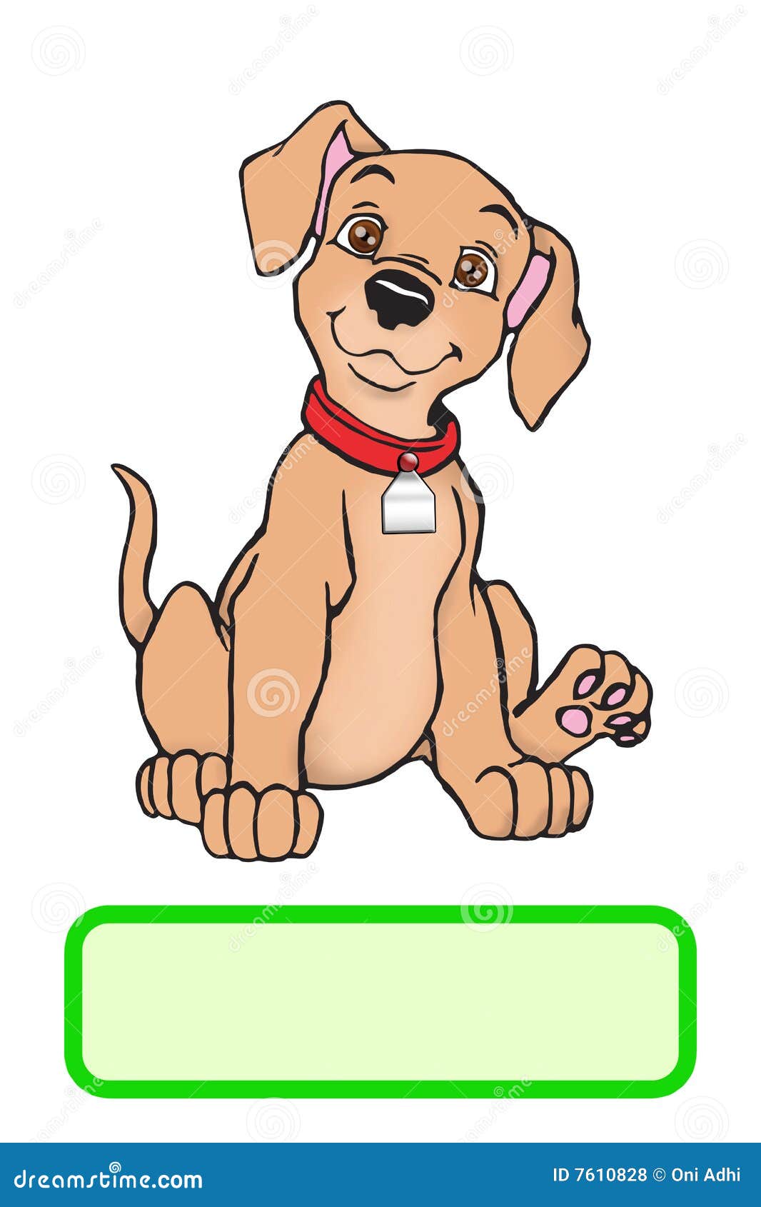 Dog with Blankname Tag Under it Stock Illustration - Illustration of ...