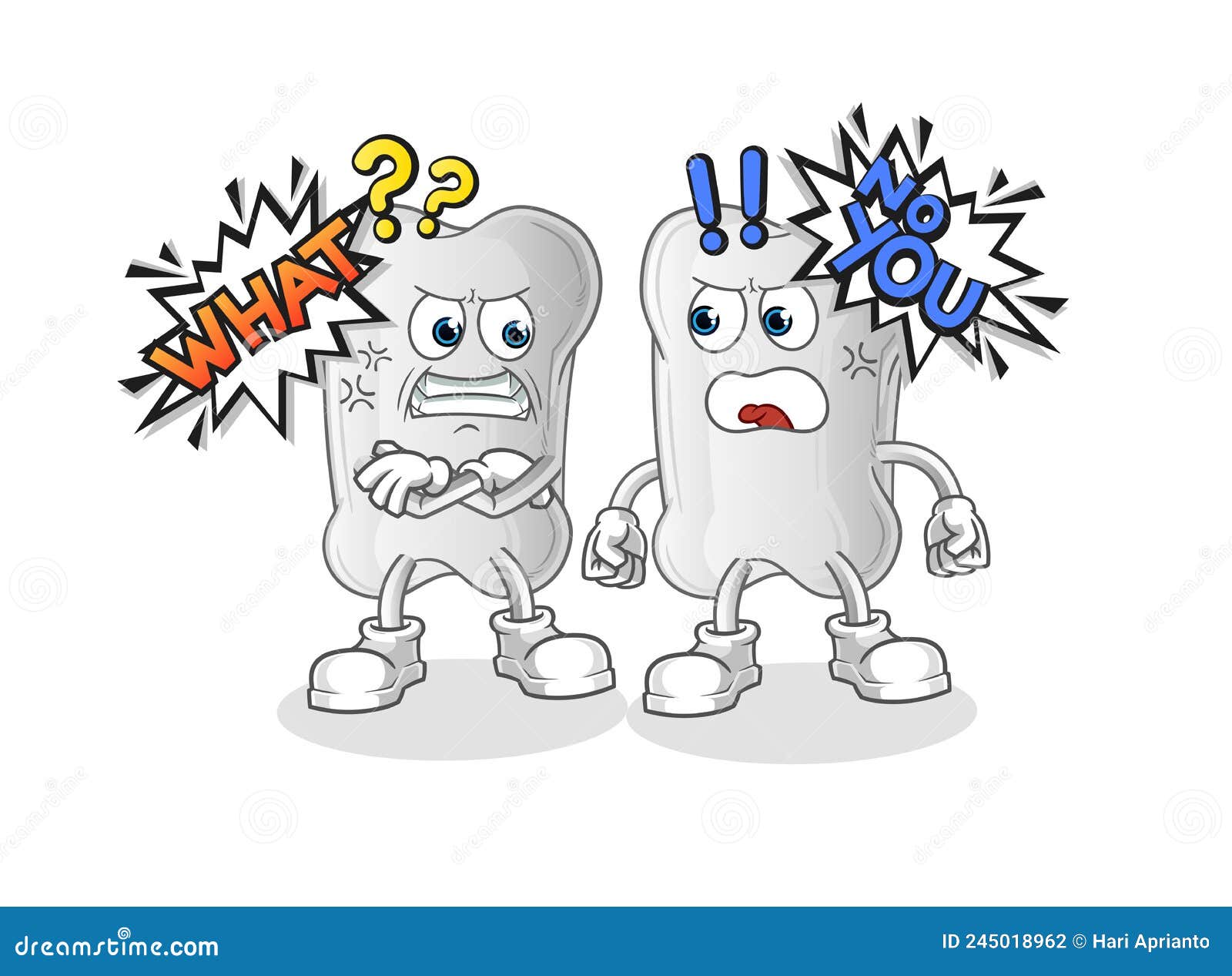 Dog Bone Arguing Each Other Cartoon Vector Stock Vector - Illustration ...