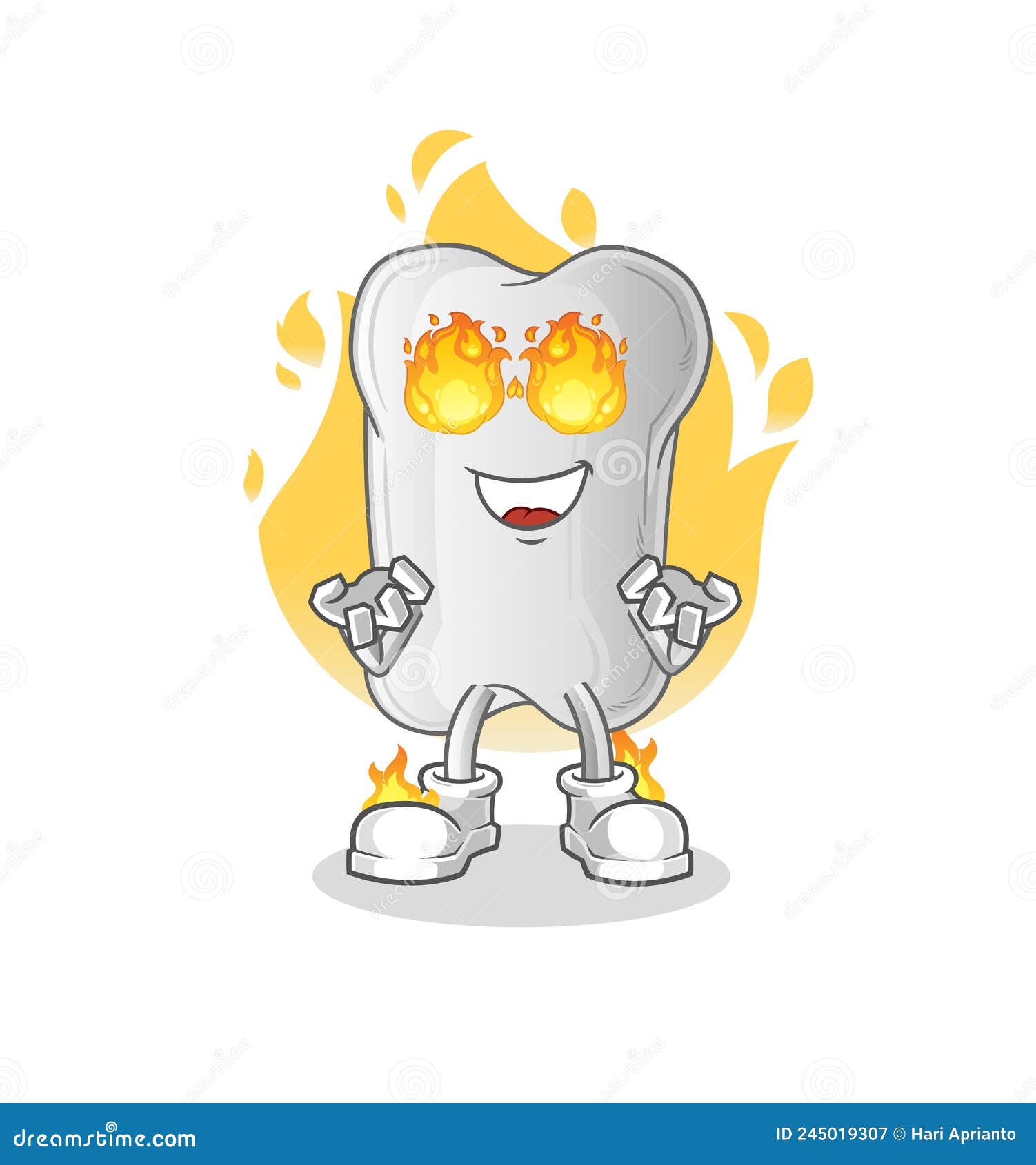 Dog Bone on Fire Mascot. Cartoon Vector Stock Vector - Illustration of ...