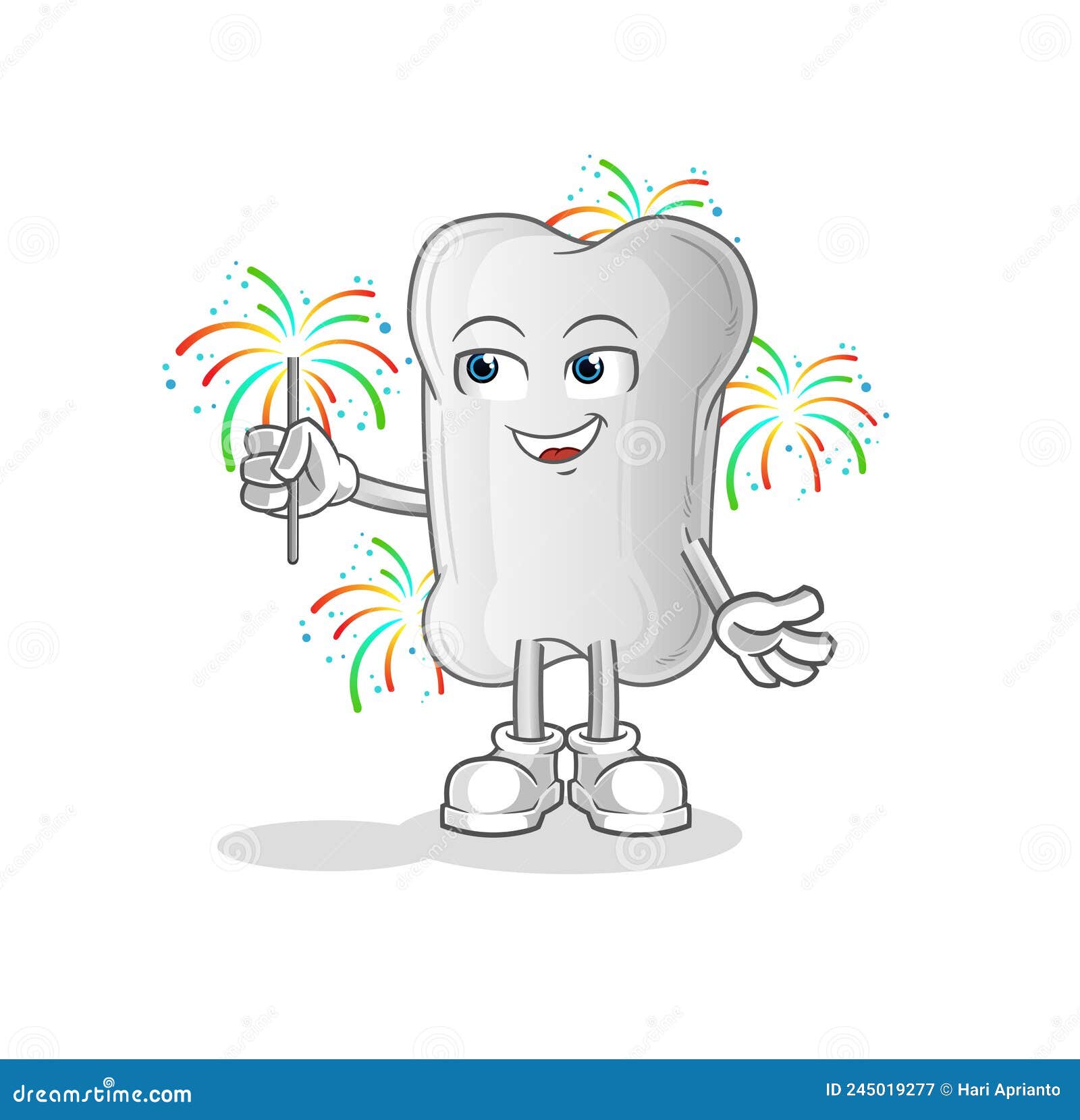 Dog Bone with Fireworks Mascot. Cartoon Vector Stock Vector ...