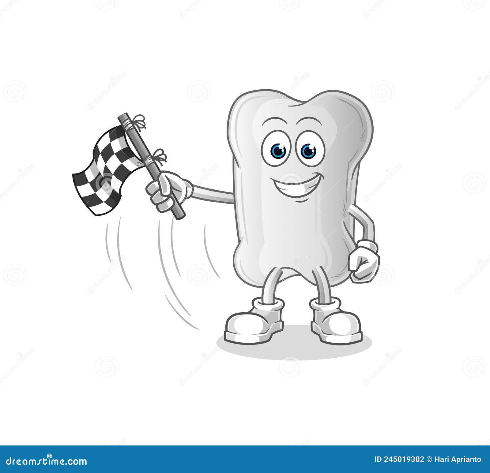 Dog Bone Hold Finish Flag. Cartoon Mascot Vector Stock Vector ...