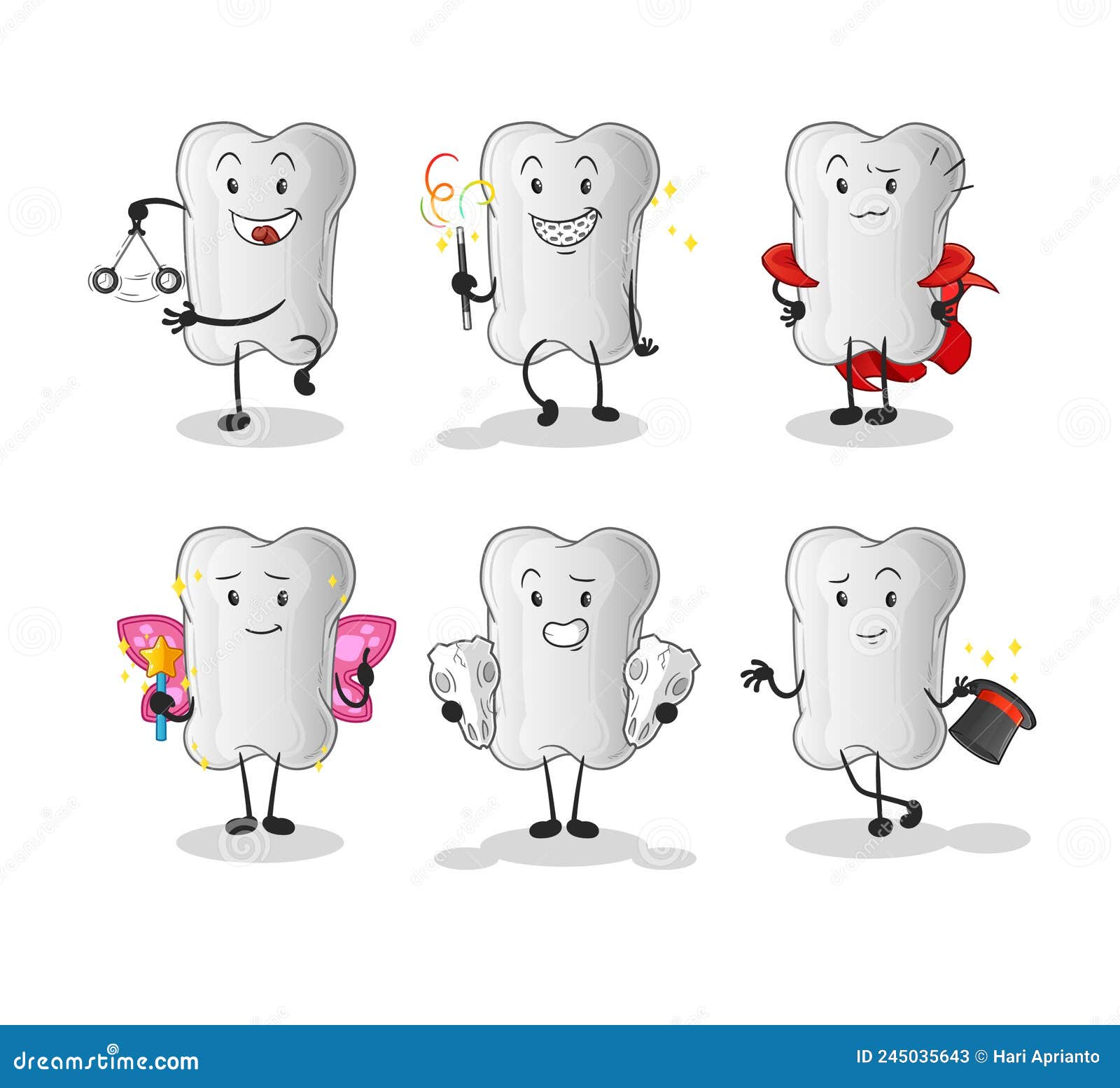 Dog Bone Magic Group Character. Cartoon Mascot Vector Stock Vector ...