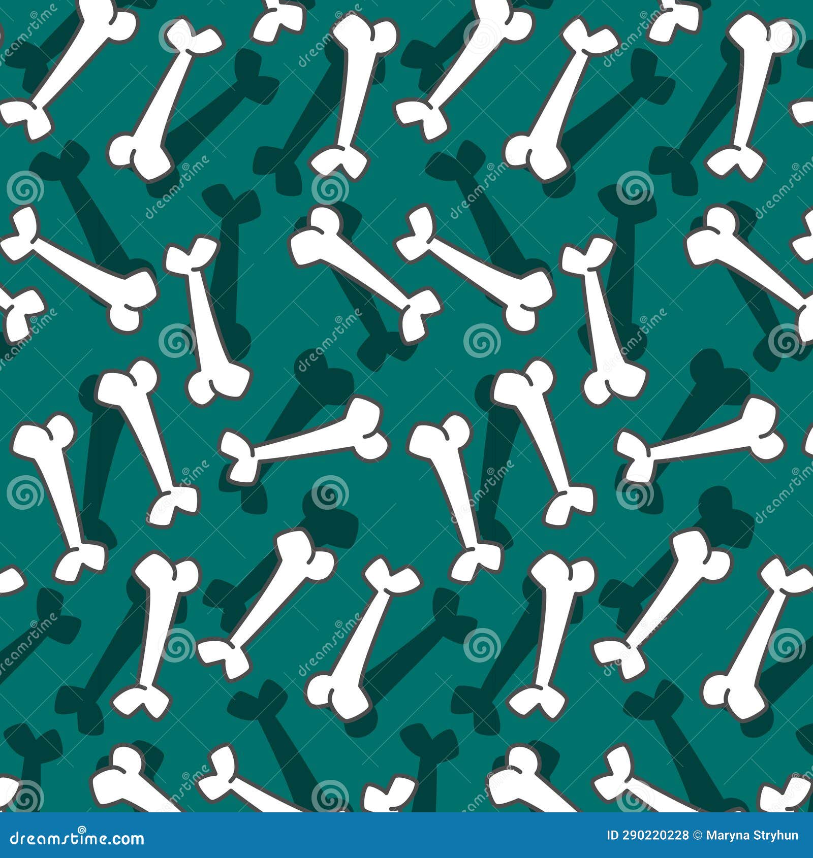 Dog Bone Pattern, Seamless Pattern with Shadow, Simple Design, Vector ...