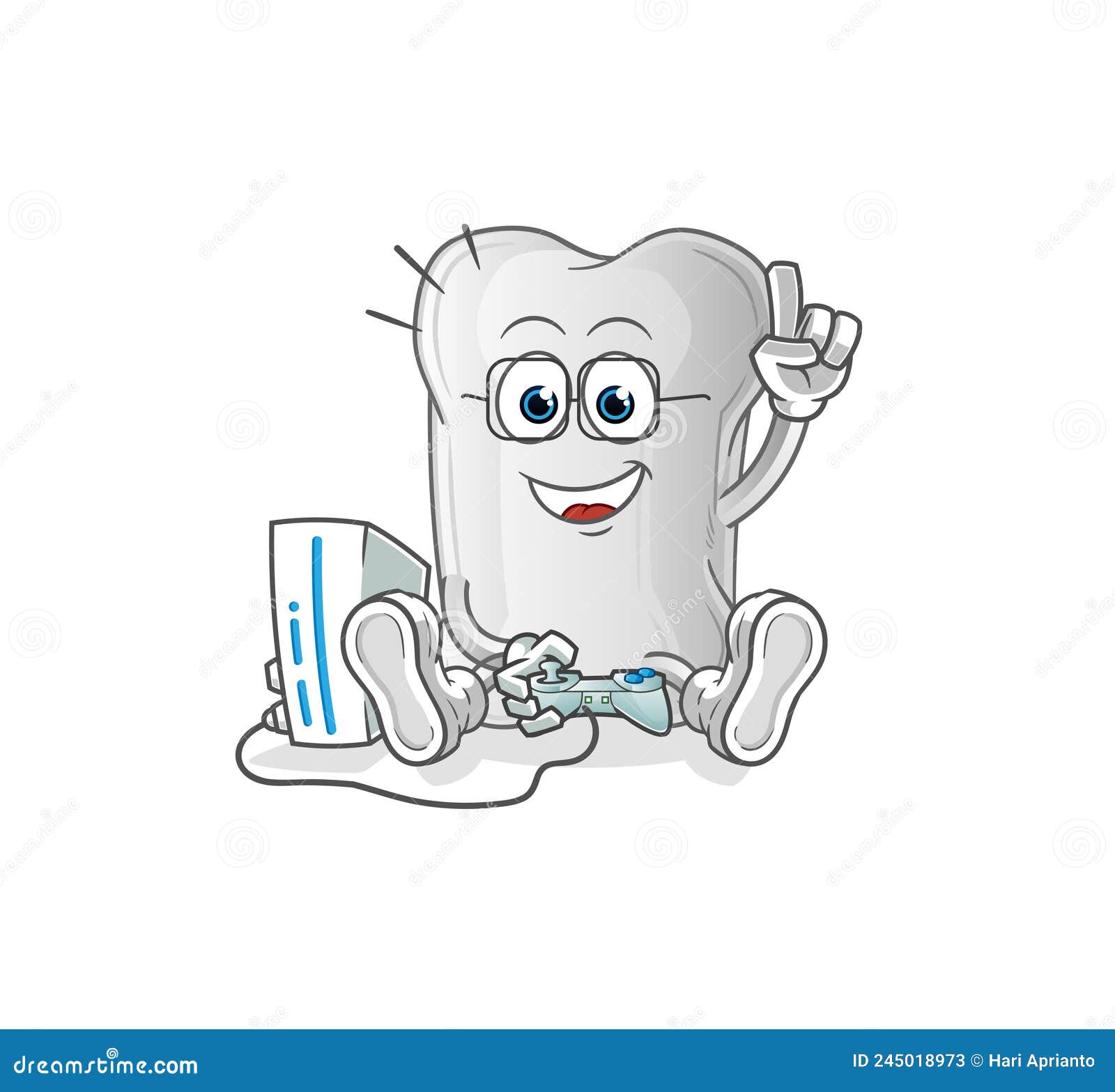 Dog Bone Playing Video Games. Cartoon Character Stock Vector ...