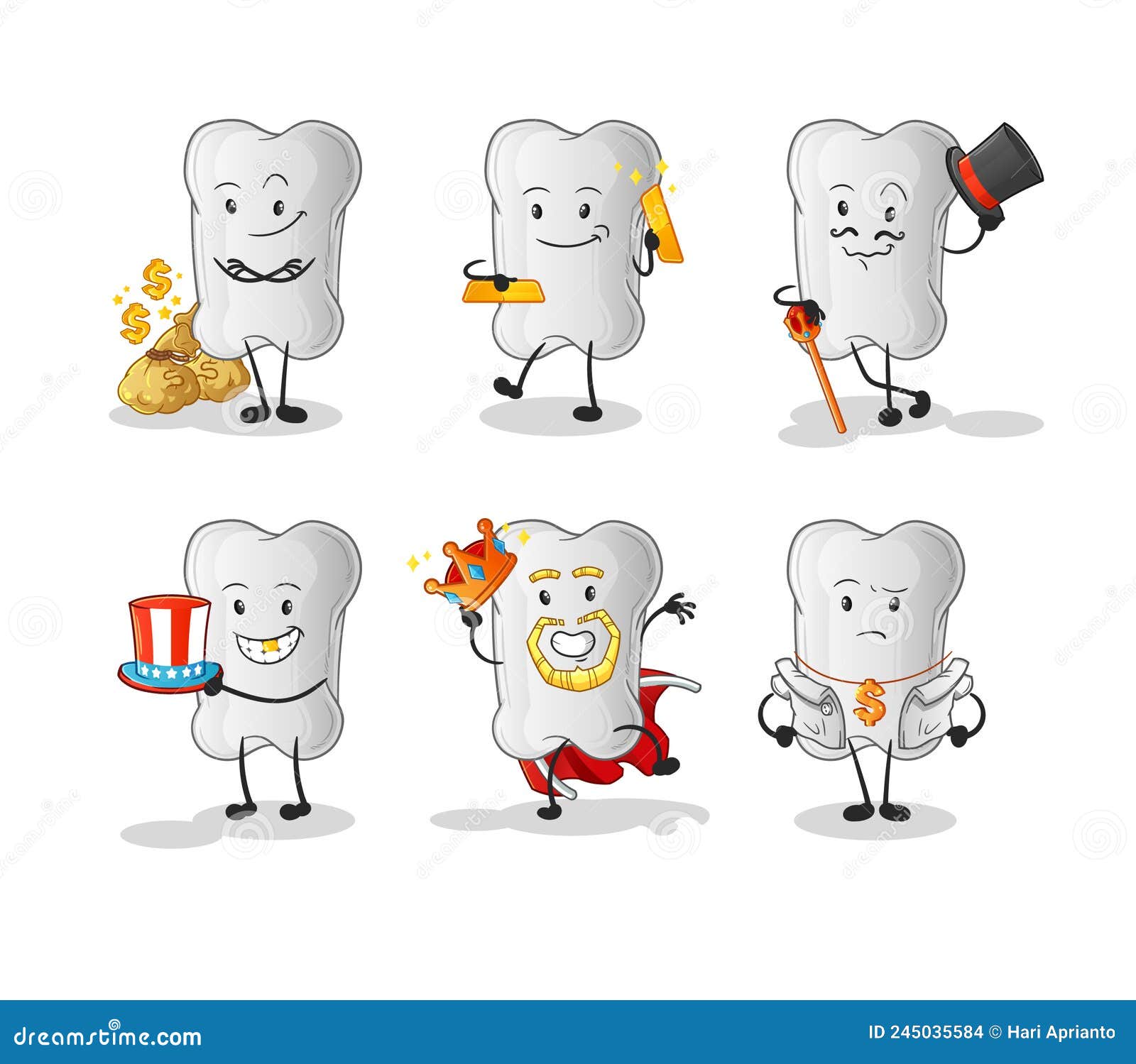 Dog Bone Rich Character. Cartoon Mascot Vector Stock Vector ...