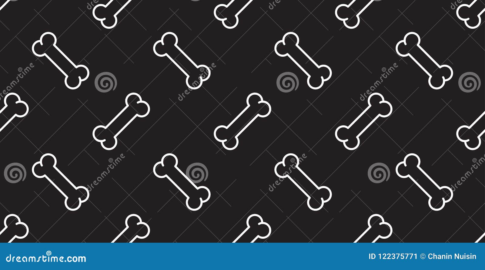 Dog Bone Seamless Pattern Vector Isolated Wallpaper Background Black ...