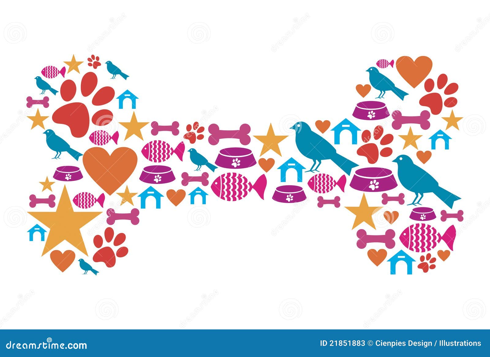 Dog Bone Shape with Pet Icon Set Stock Vector - Illustration of house ...