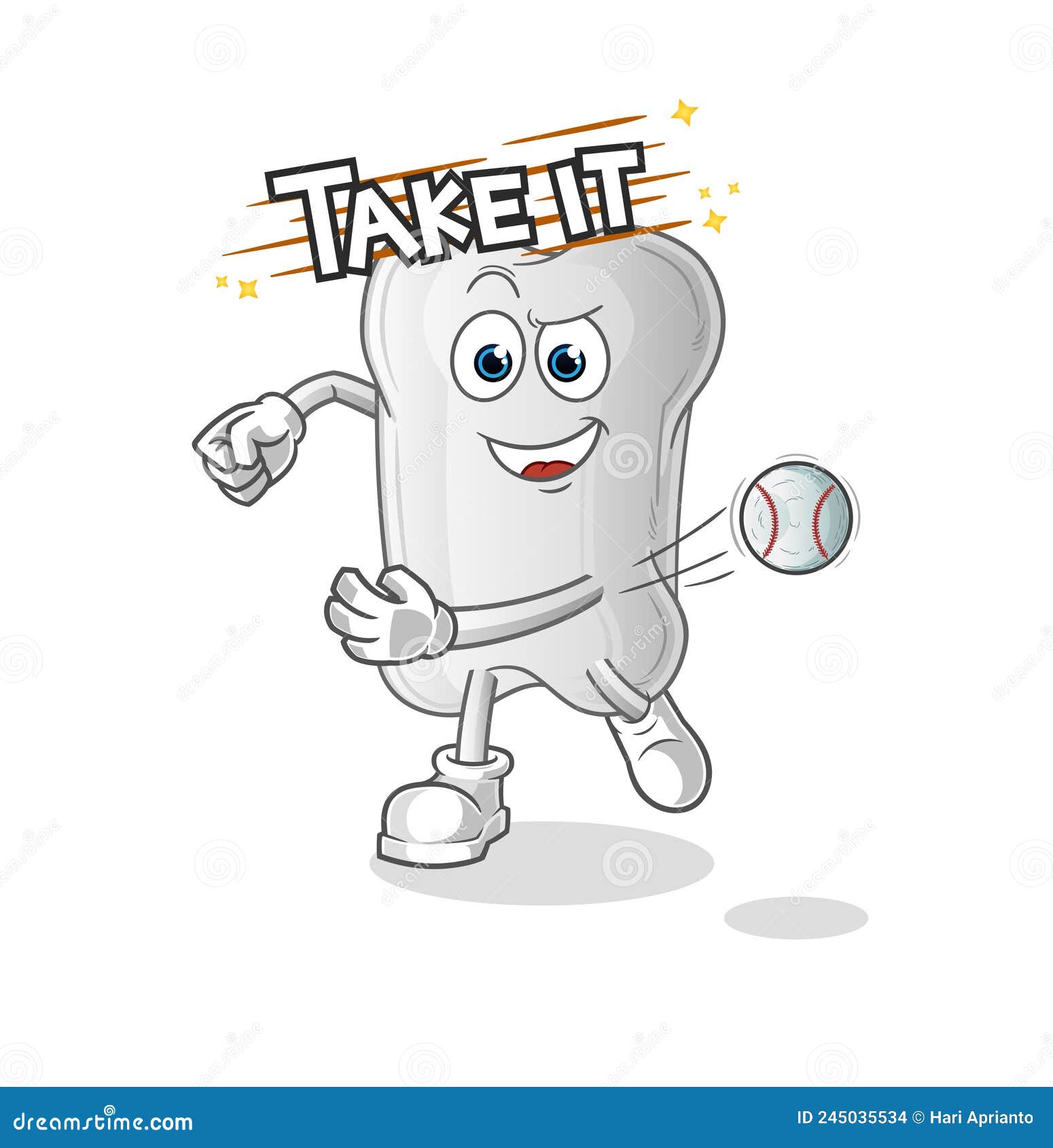 Dog Bone Throwing Baseball Vector. Cartoon Character Stock Vector ...