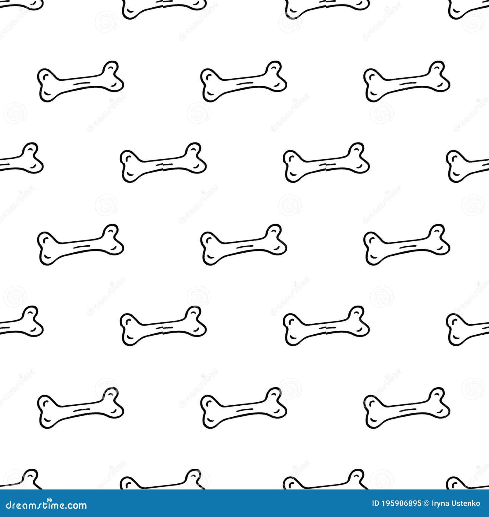 Dog Bone on White Background Seamless Pattern, Halloween Repeat ...