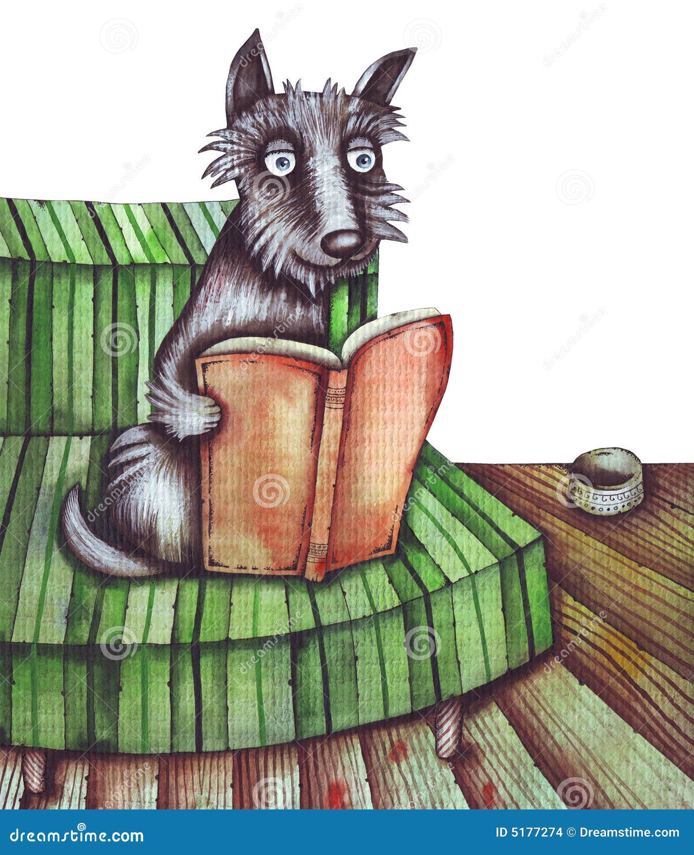 Dog and book stock illustration. Illustration of drawing - 5177274