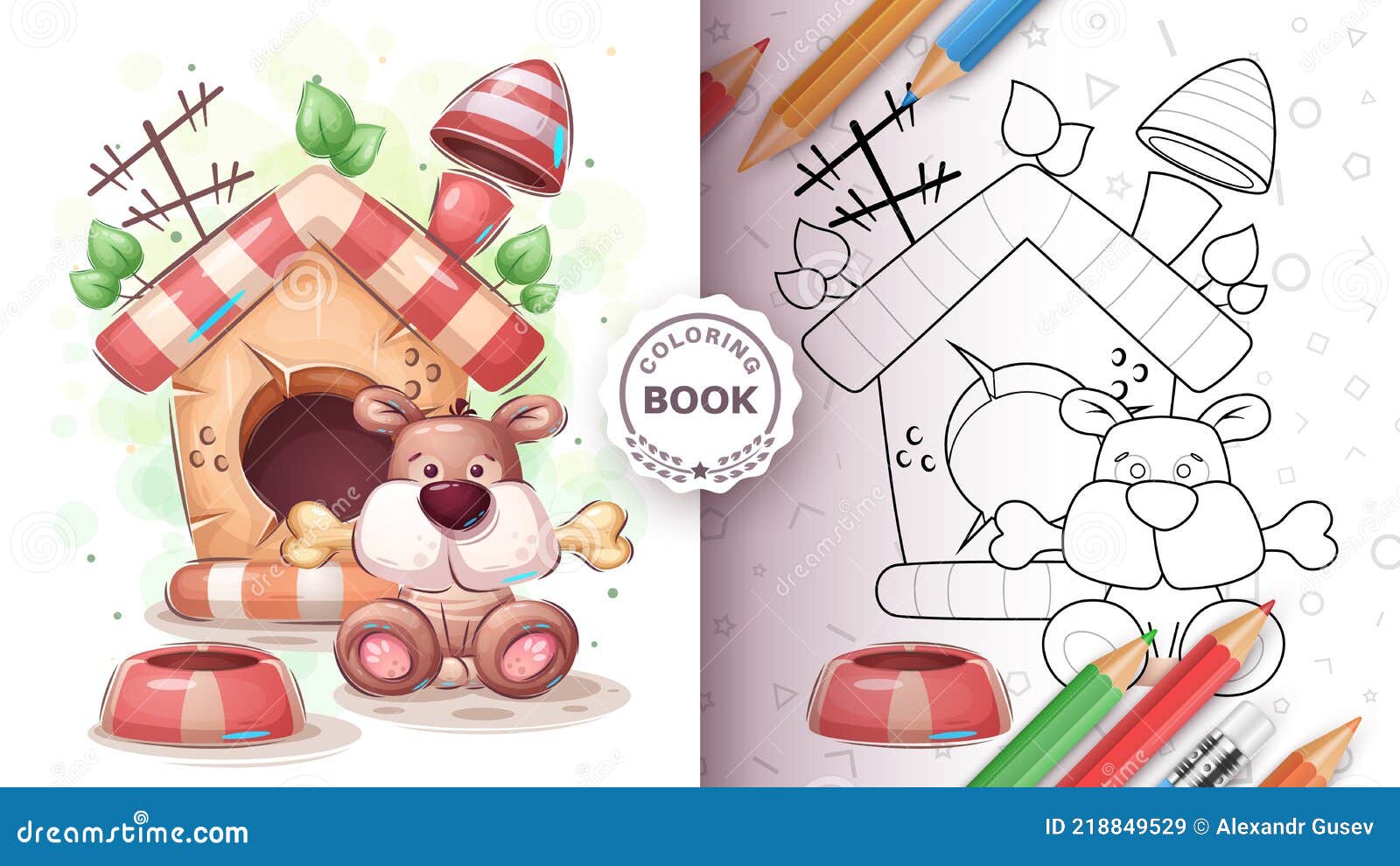 Dog In The Booth - Coloring Page Royalty-Free Stock Photo ...