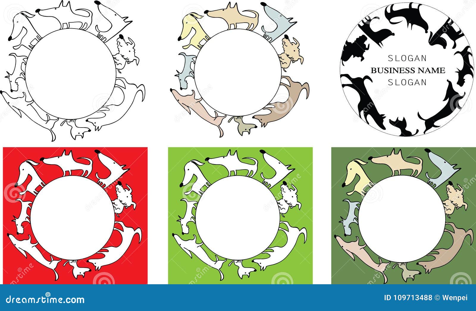 Dog Border Vector Drawing Design Editorial Stock Photo - Illustration ...