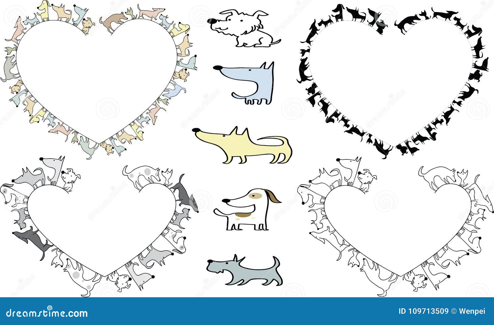 Dog Border Vector Drawing Design Editorial Stock Image - Illustration ...