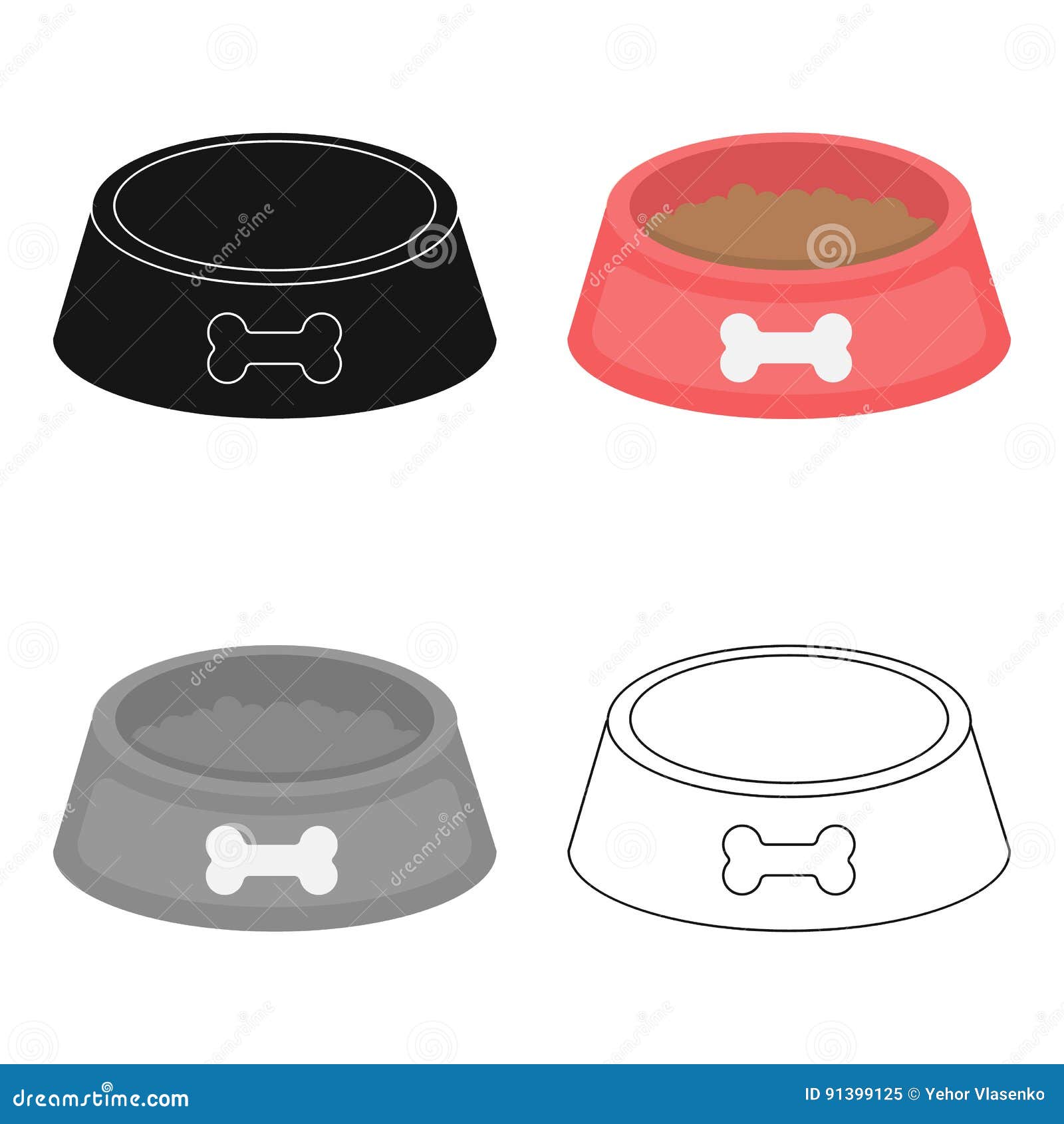 Dog Bowl Vector Icon in Cartoon Style for Web Stock Vector ...
