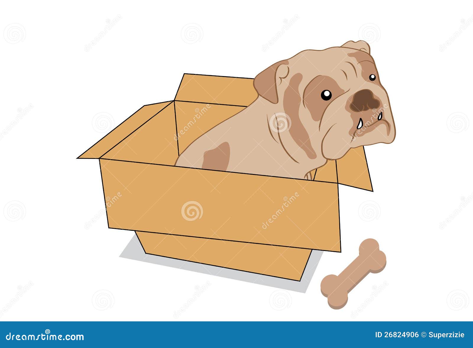 Dog in the box stock vector. Illustration of bulldog - 26824906