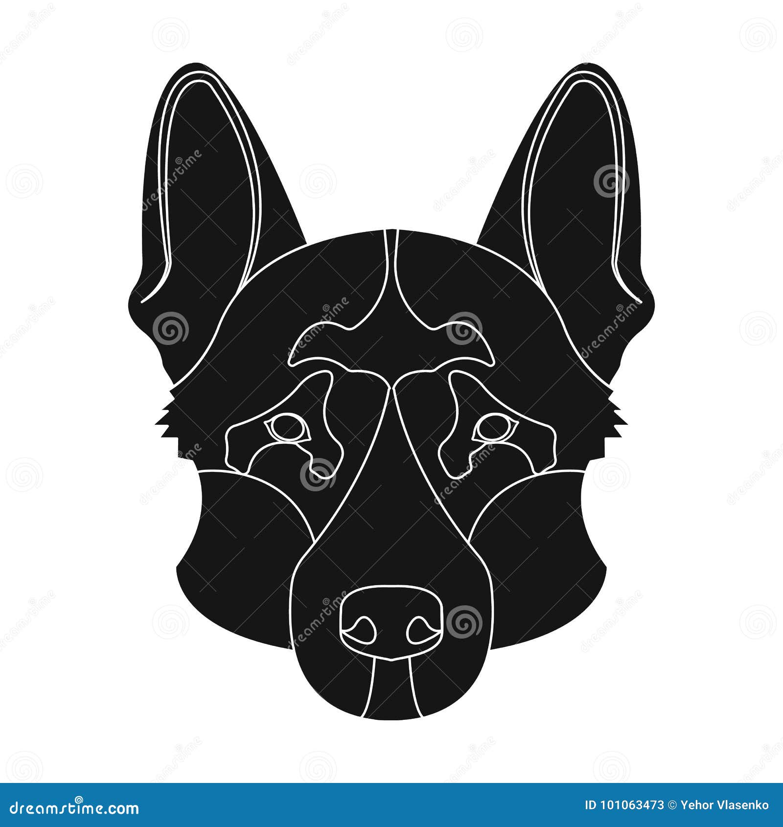 Dog Breed, German Shepherd.Muzzle of the German Shepherd Single Icon in ...