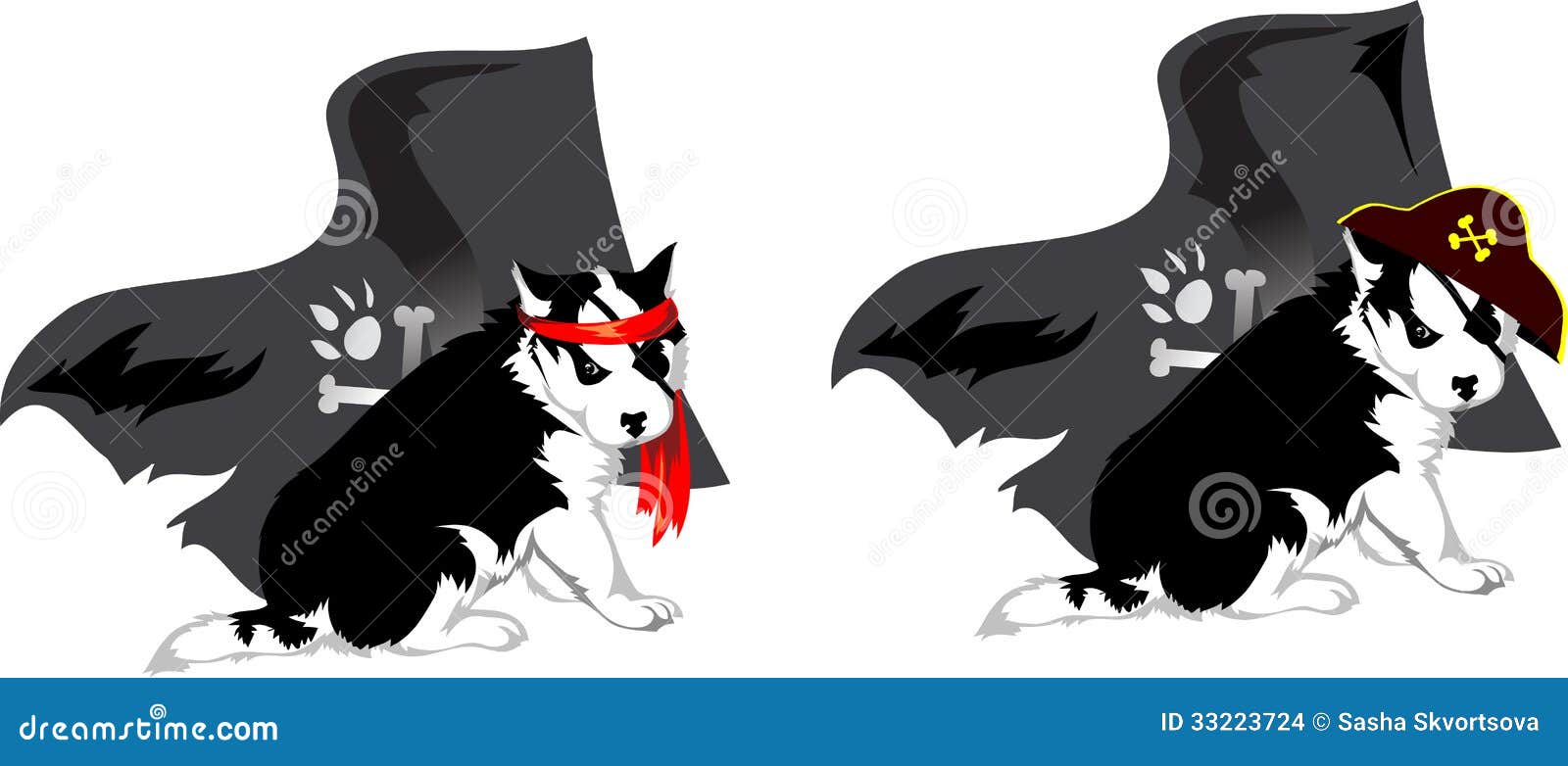 Dog Breed Husky As a Pirate Stock Vector - Illustration of funny ...