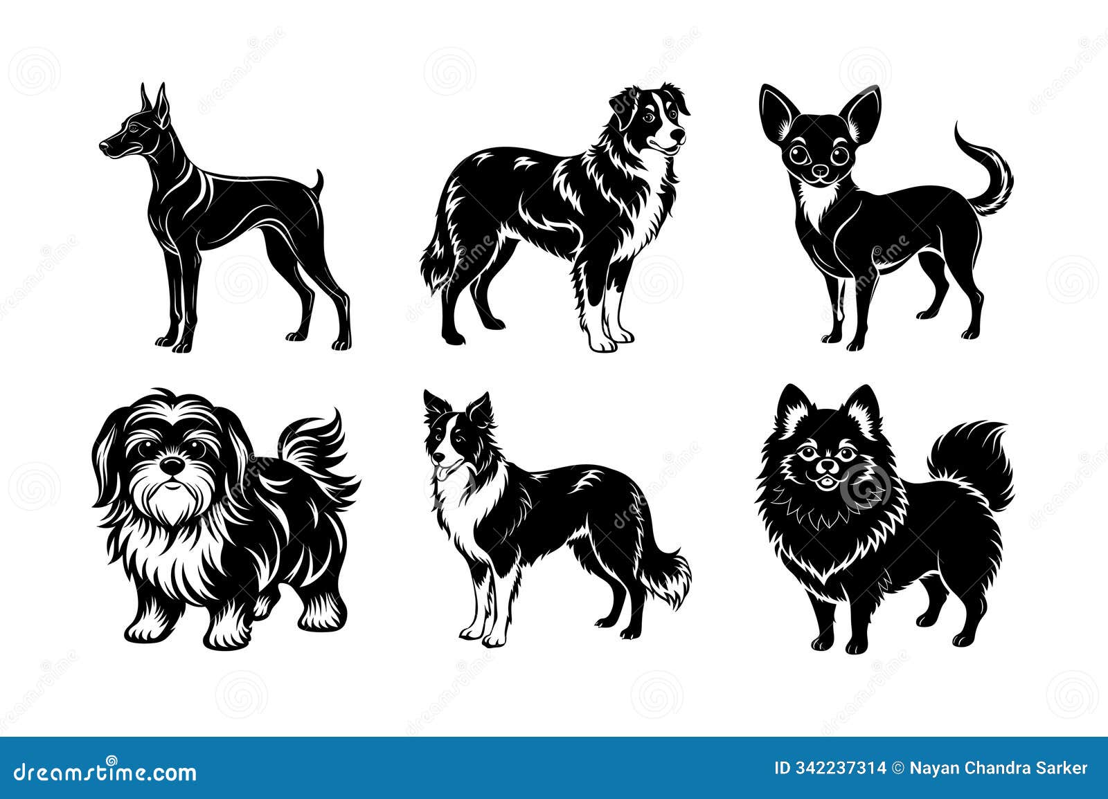 Dog Breed Vector Silhouette Set Stock Illustration - Illustration of ...