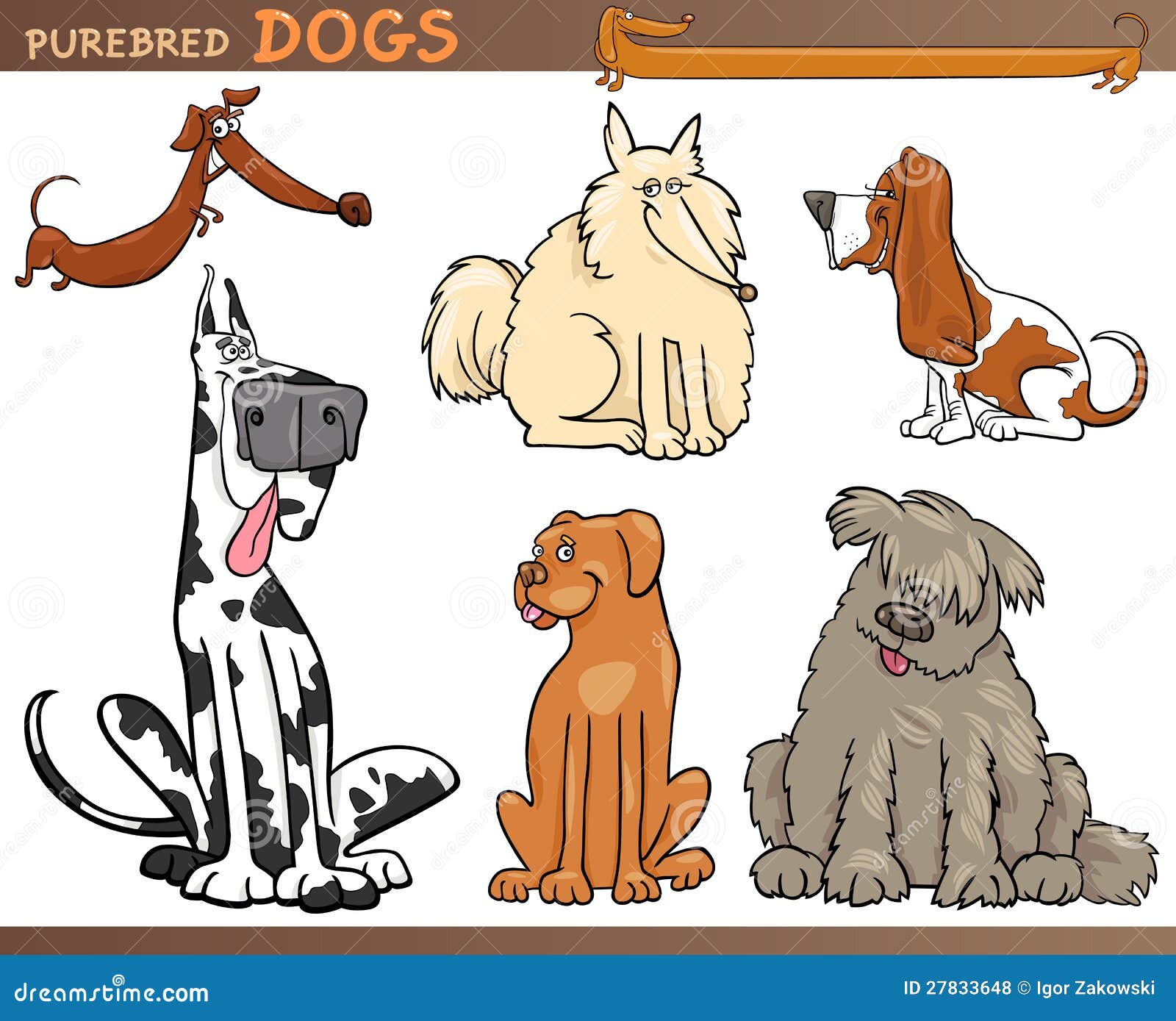 Dog Breeds Cartoon Set Vector Illustration | CartoonDealer.com #27833648