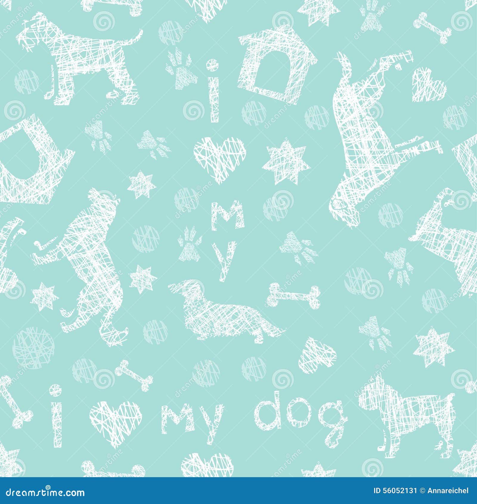 Dog Breeds Fresh Blue and White Seamless Pattern Stock Vector ...