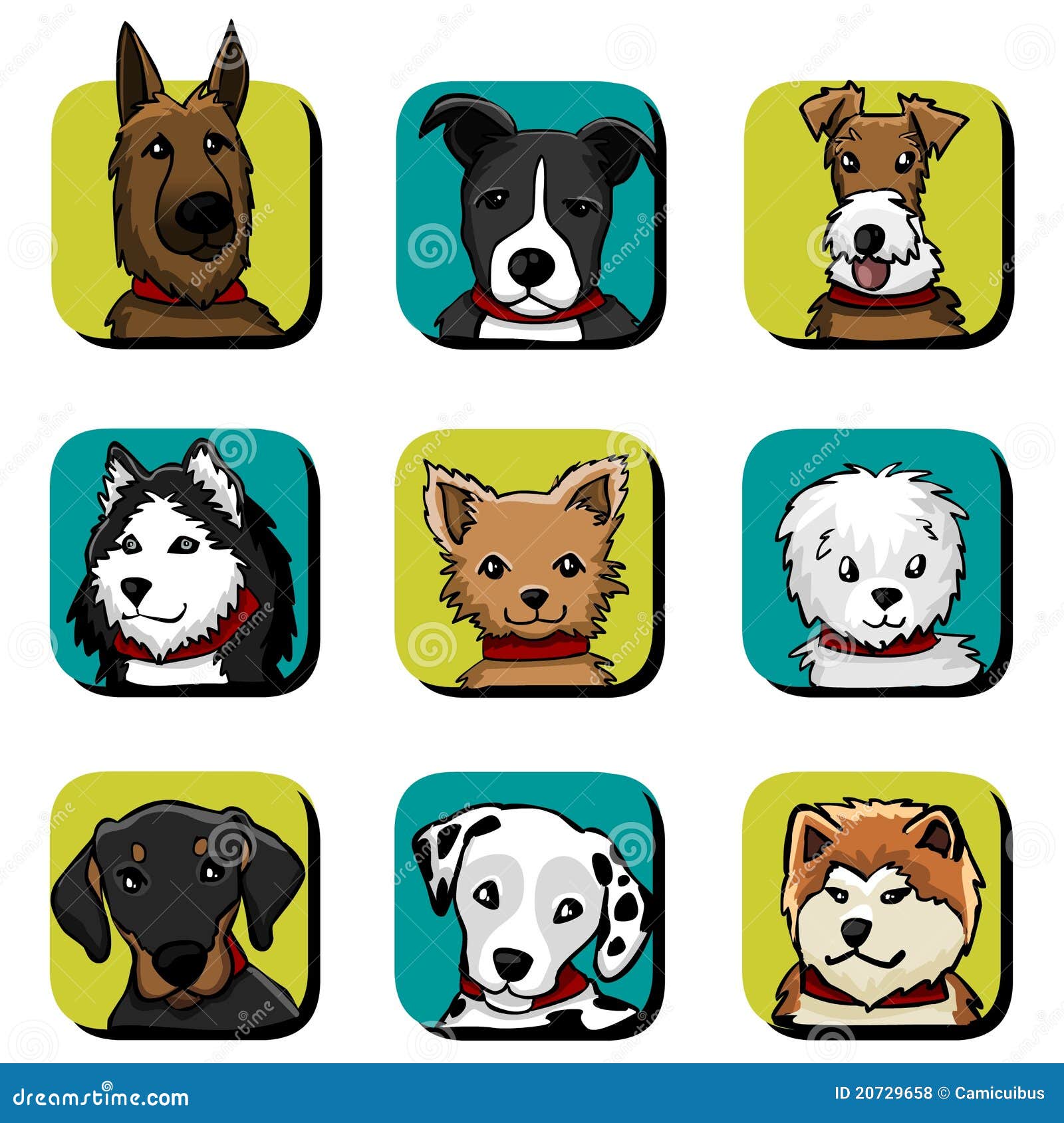 Dog breeds icons stock illustration. Illustration of bull - 20729658