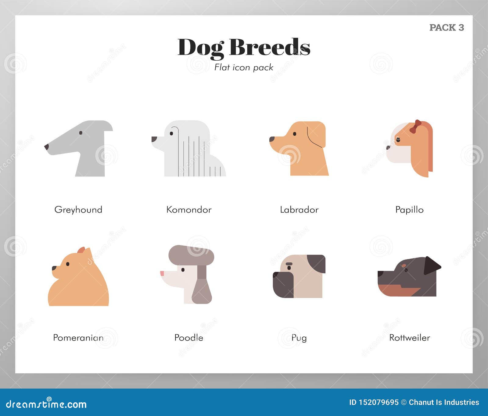 Dog breeds icons flat pack stock vector. Illustration of race - 152079695
