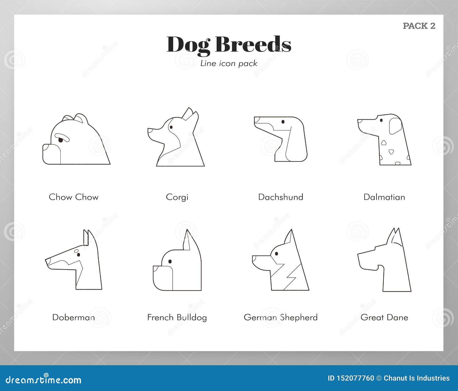 Dog breeds icons Line pack stock vector. Illustration of pedigree ...