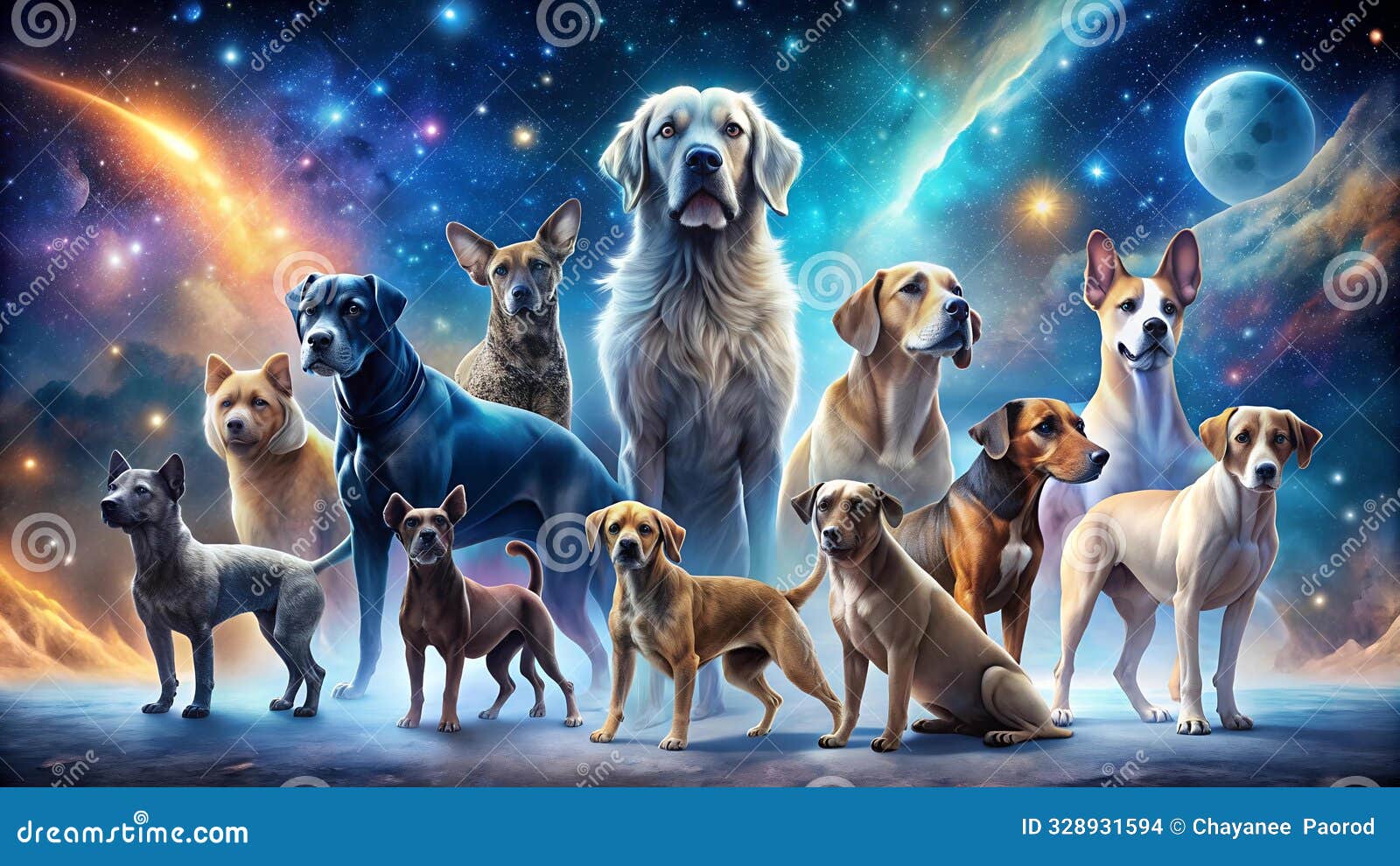 Dog Breeds in Space: a Cosmic Vector Collection of Dogs Exploring the ...