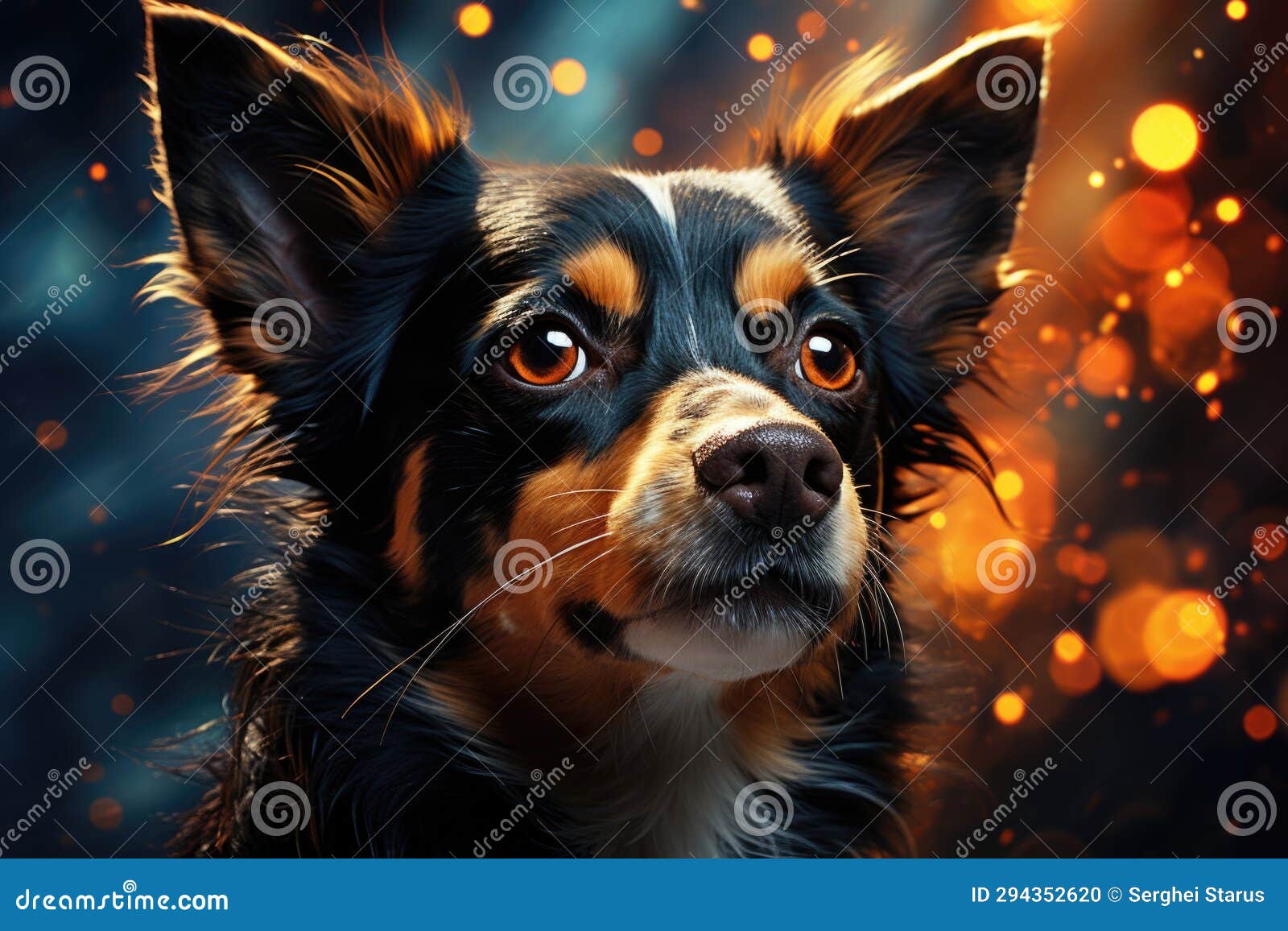 A Dog with Bright Lights in the Background, AI Stock Illustration ...