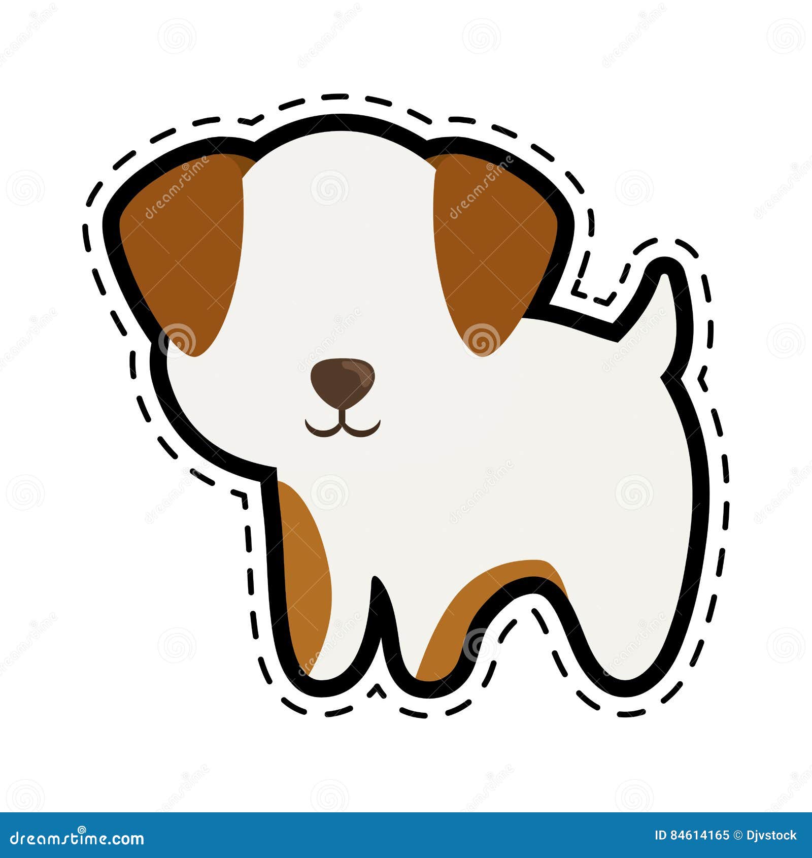 Dog Canine Young Standing Cut Line Stock Vector - Illustration of ...