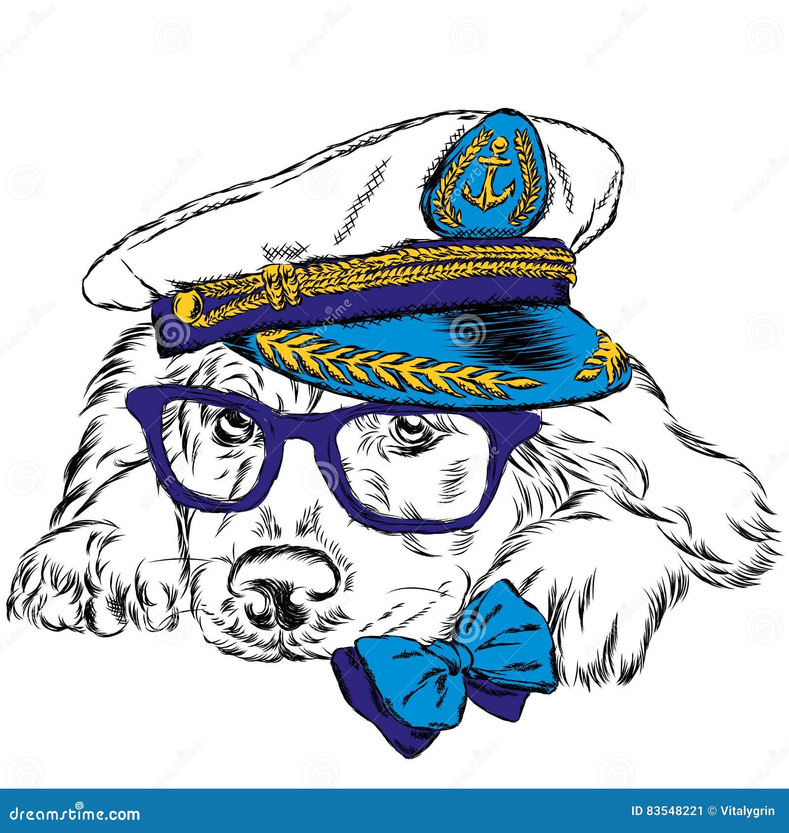 Dog in the Captain`s Cap. Vector Illustration Stock Vector ...