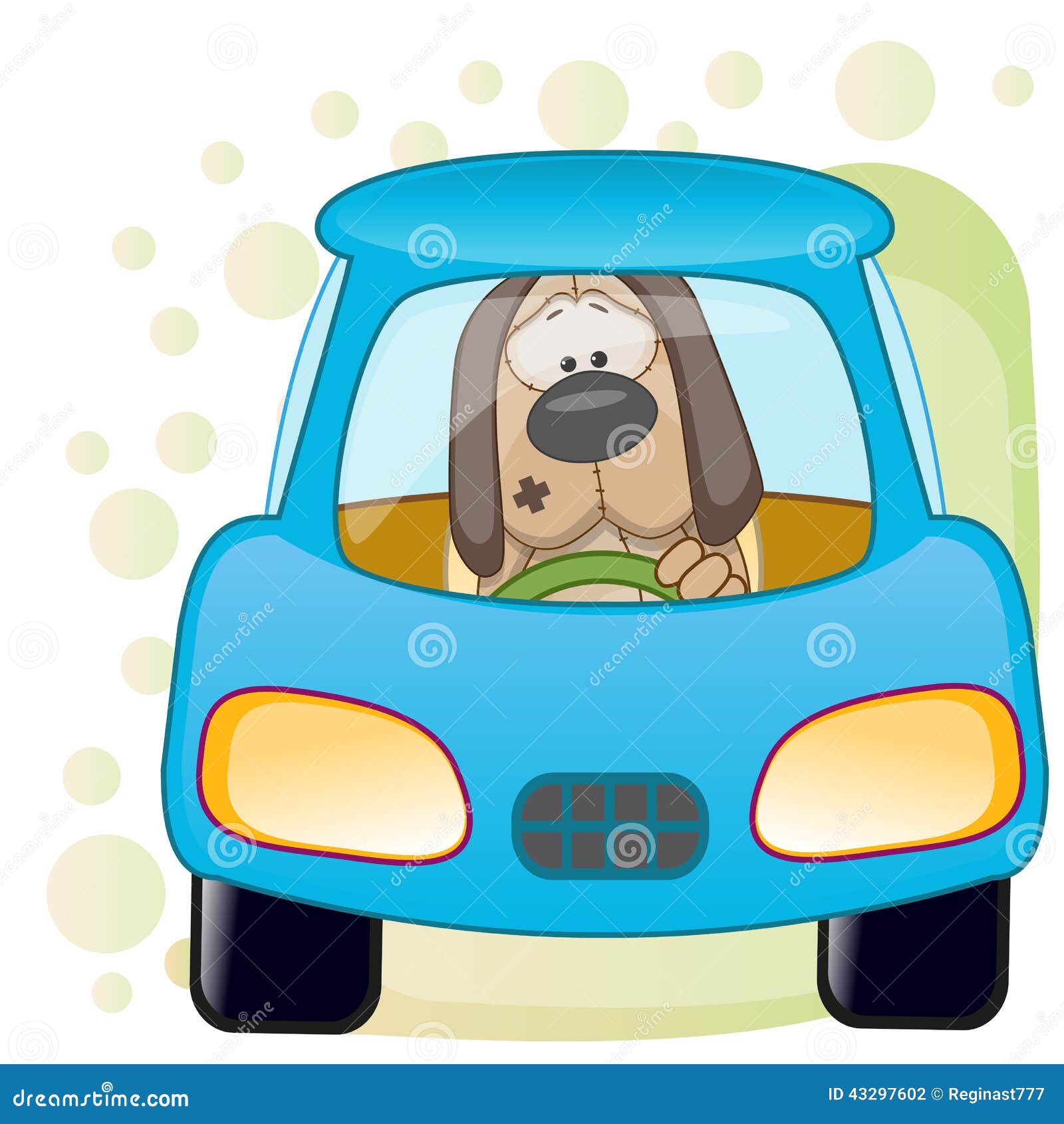 Dog in a car stock vector. Illustration of speed, cheerful - 43297602
