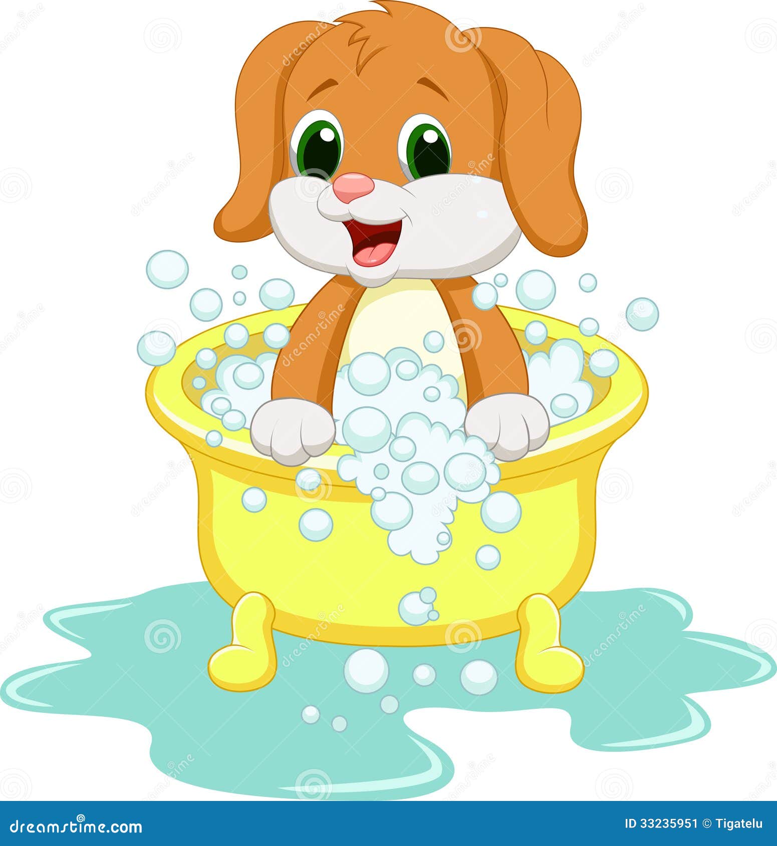 Dog cartoon bathing stock vector. Illustration of bubble - 33235951