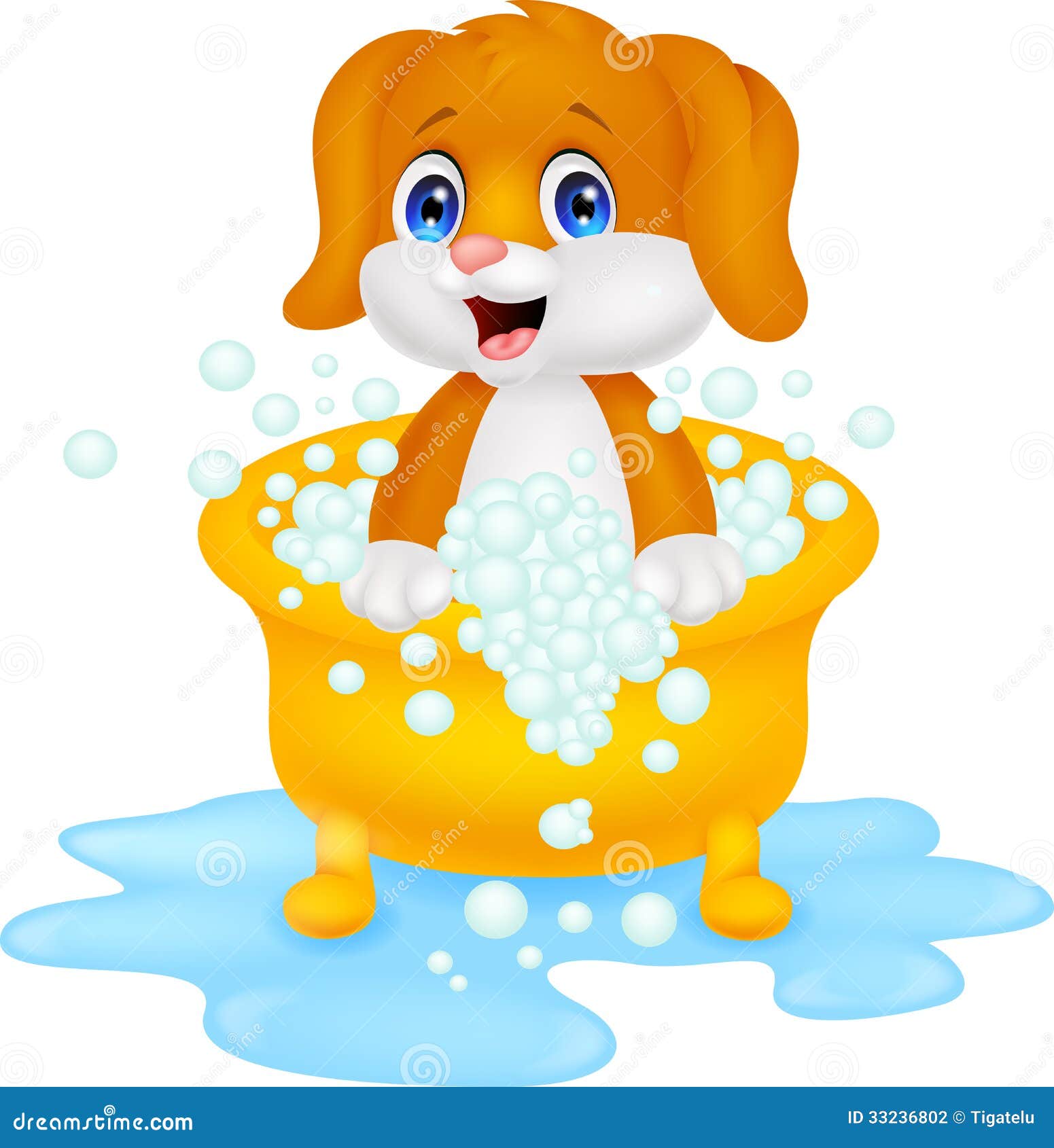 Dog Cartoon Bathing Vector Illustration | CartoonDealer.com #33236802