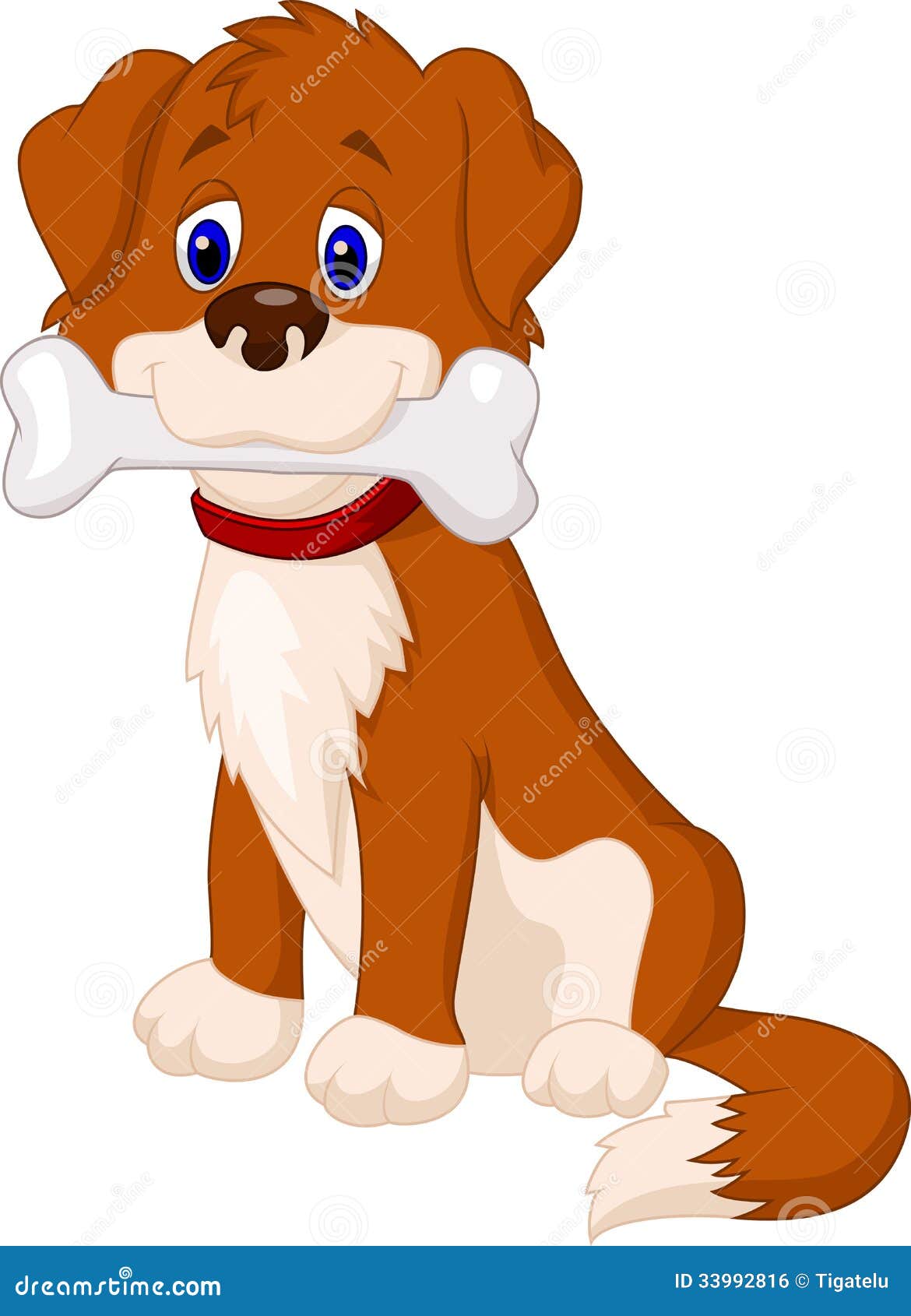 Cartoon Dog With Big Bone Vector Illustration | CartoonDealer.com #25508376