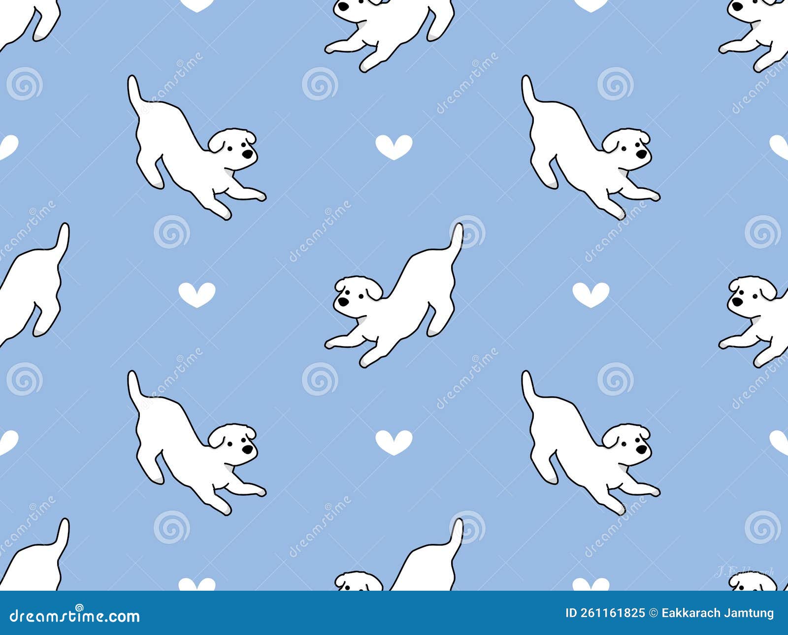 Dog Seamless Pattern on Blue Background Stock Illustration ...