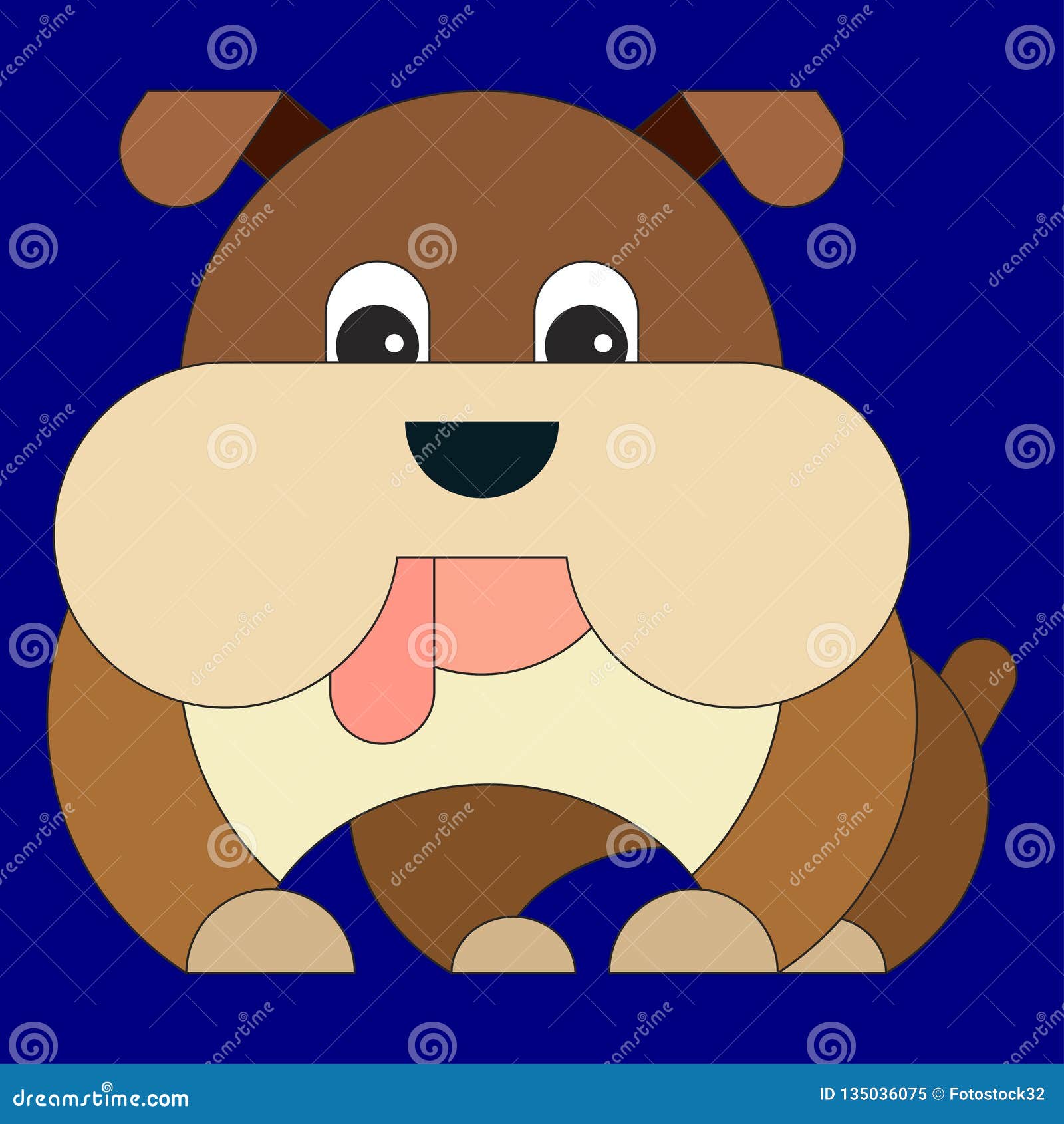 Dog in cartoon flat style stock vector. Illustration of mammal - 135036075