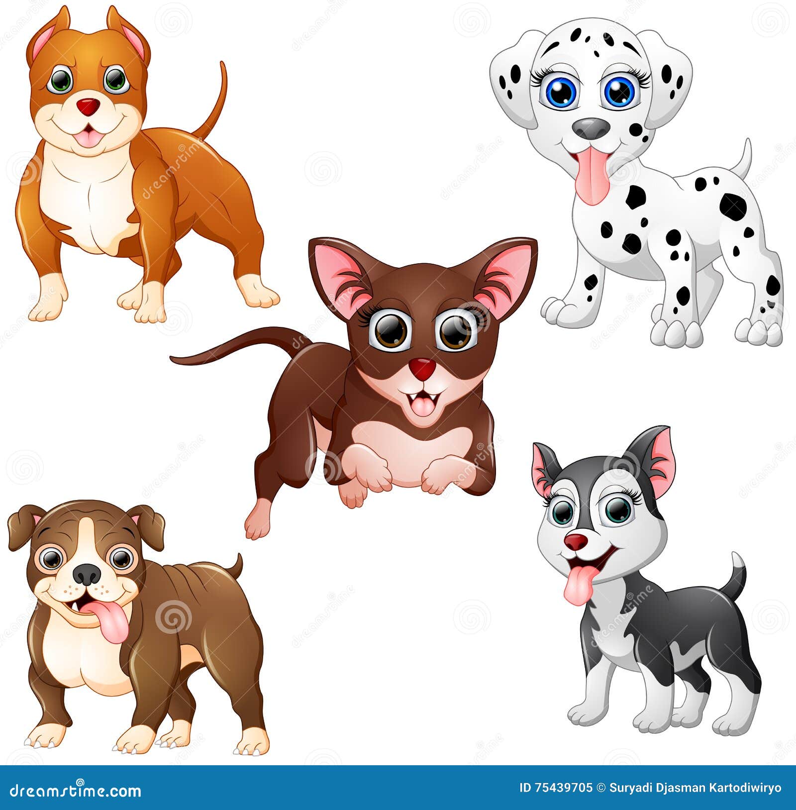 Dog cartoon set collection stock vector. Illustration of canine - 75439705
