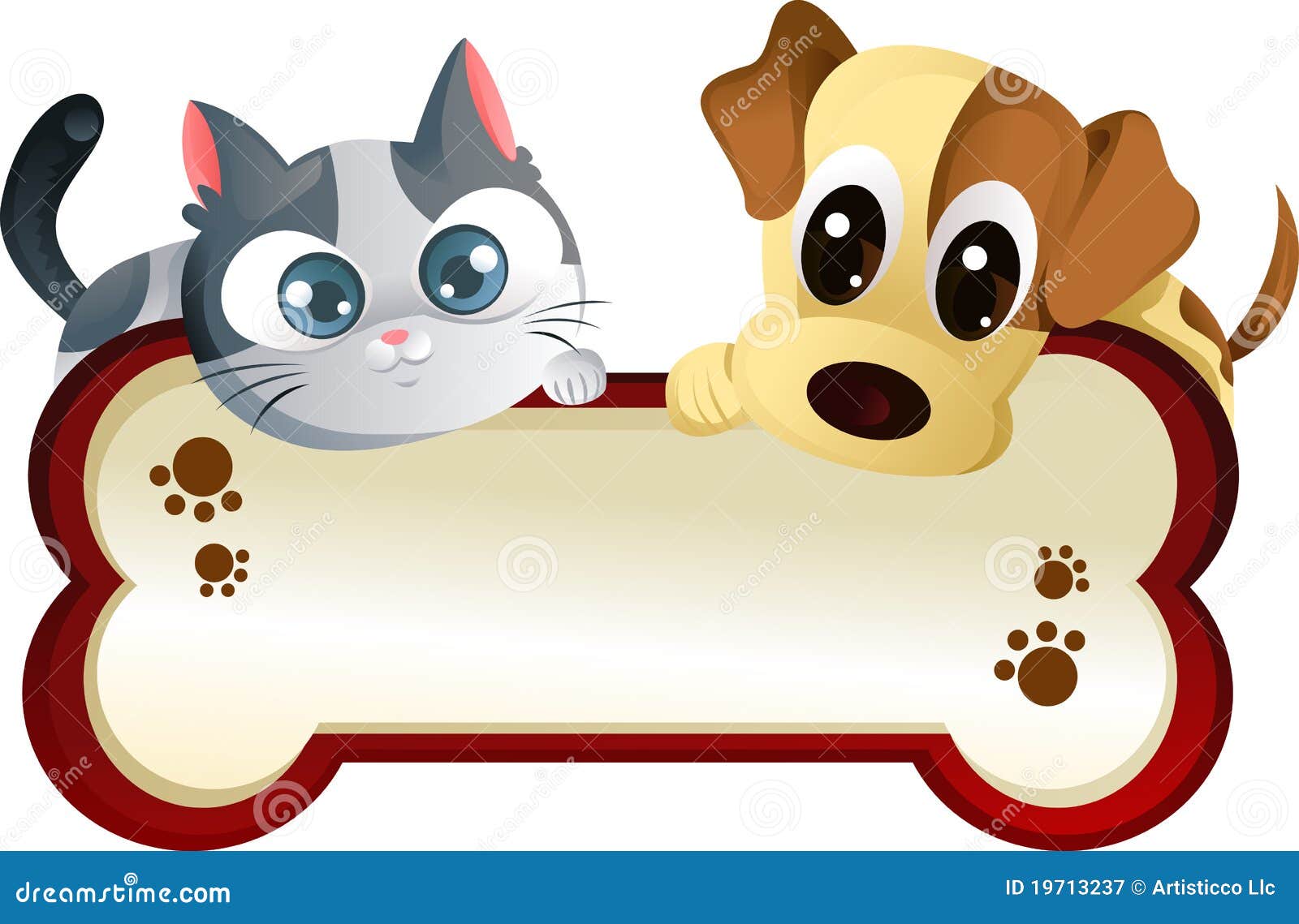 Dog and cat with banner stock vector. Illustration of memo - 19713237