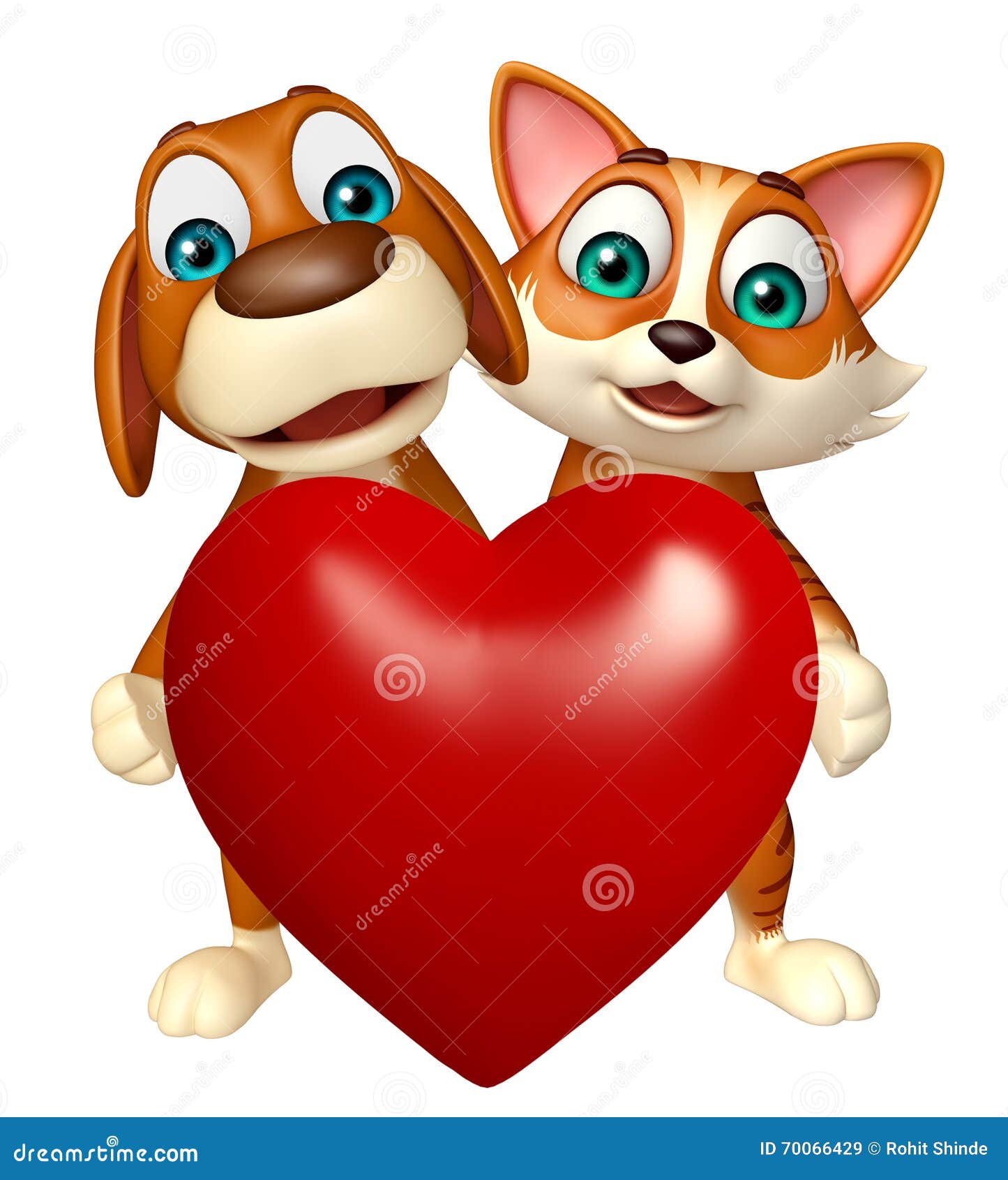 Dog and Cat Collection with Heart Stock Illustration - Illustration of ...