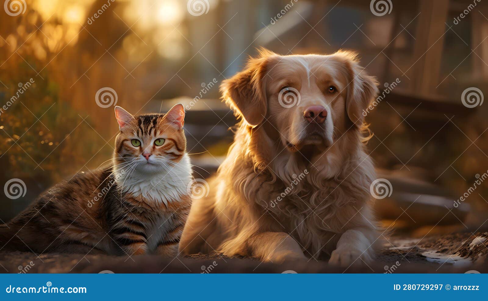 A Dog a Cat, they are Friends Stock Illustration - Illustration of ...