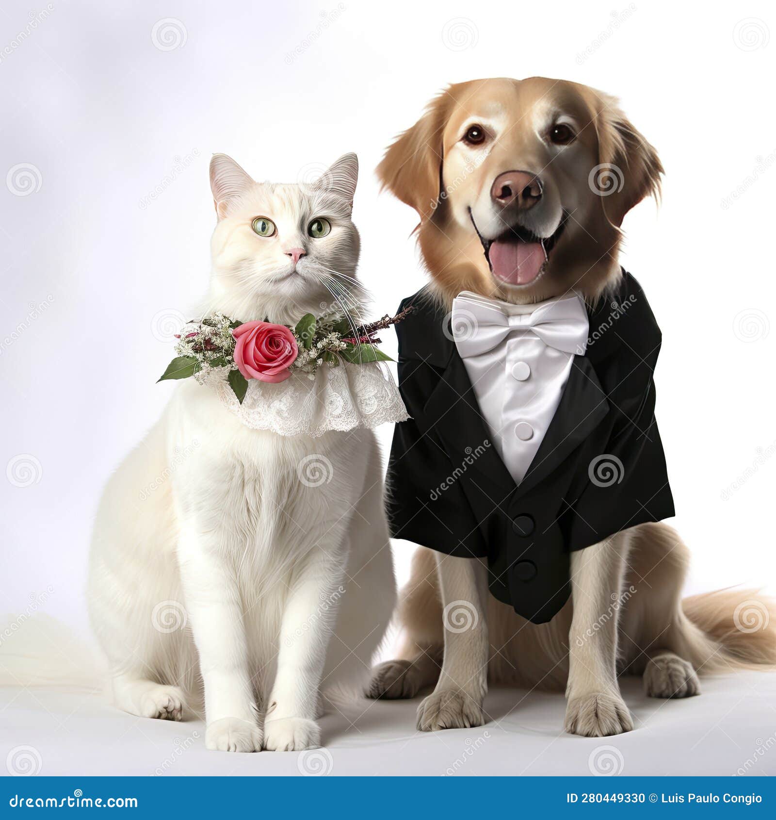 A Dog and a Cat Getting Married Stock Photo - Illustration of lover ...