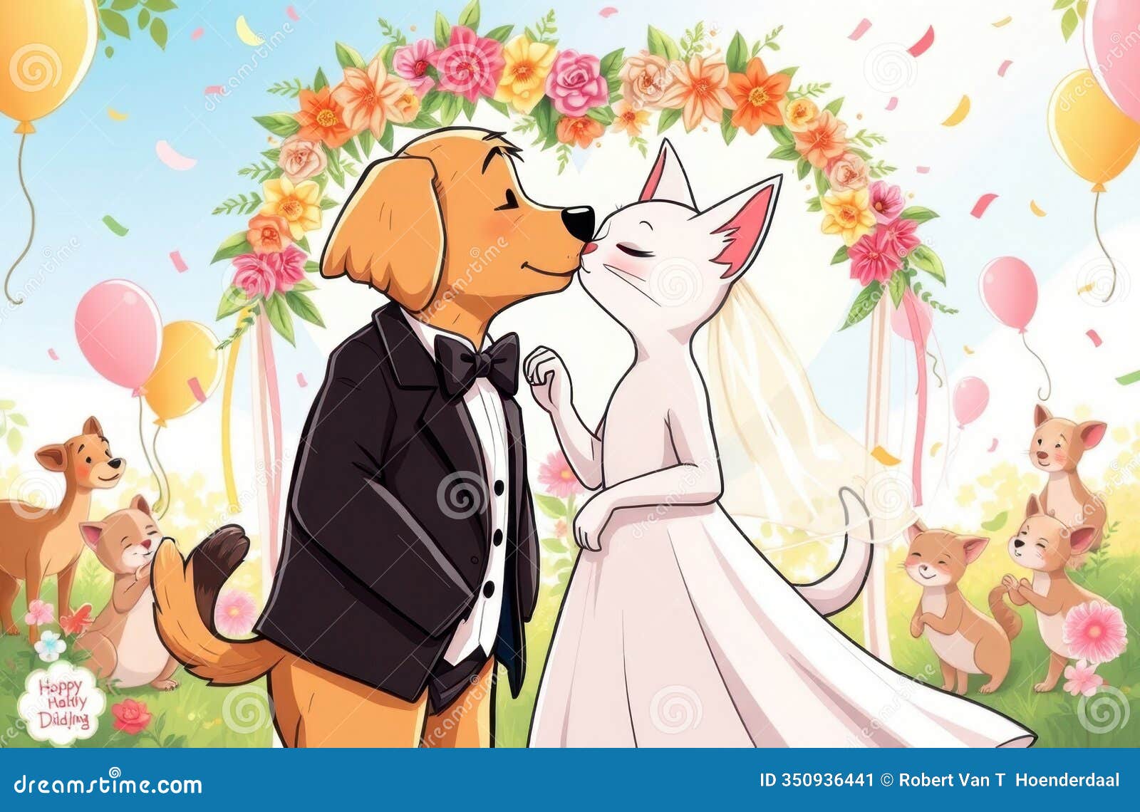 A Dog and Cat Getting Married at 20-12-2024 Stock Illustration ...