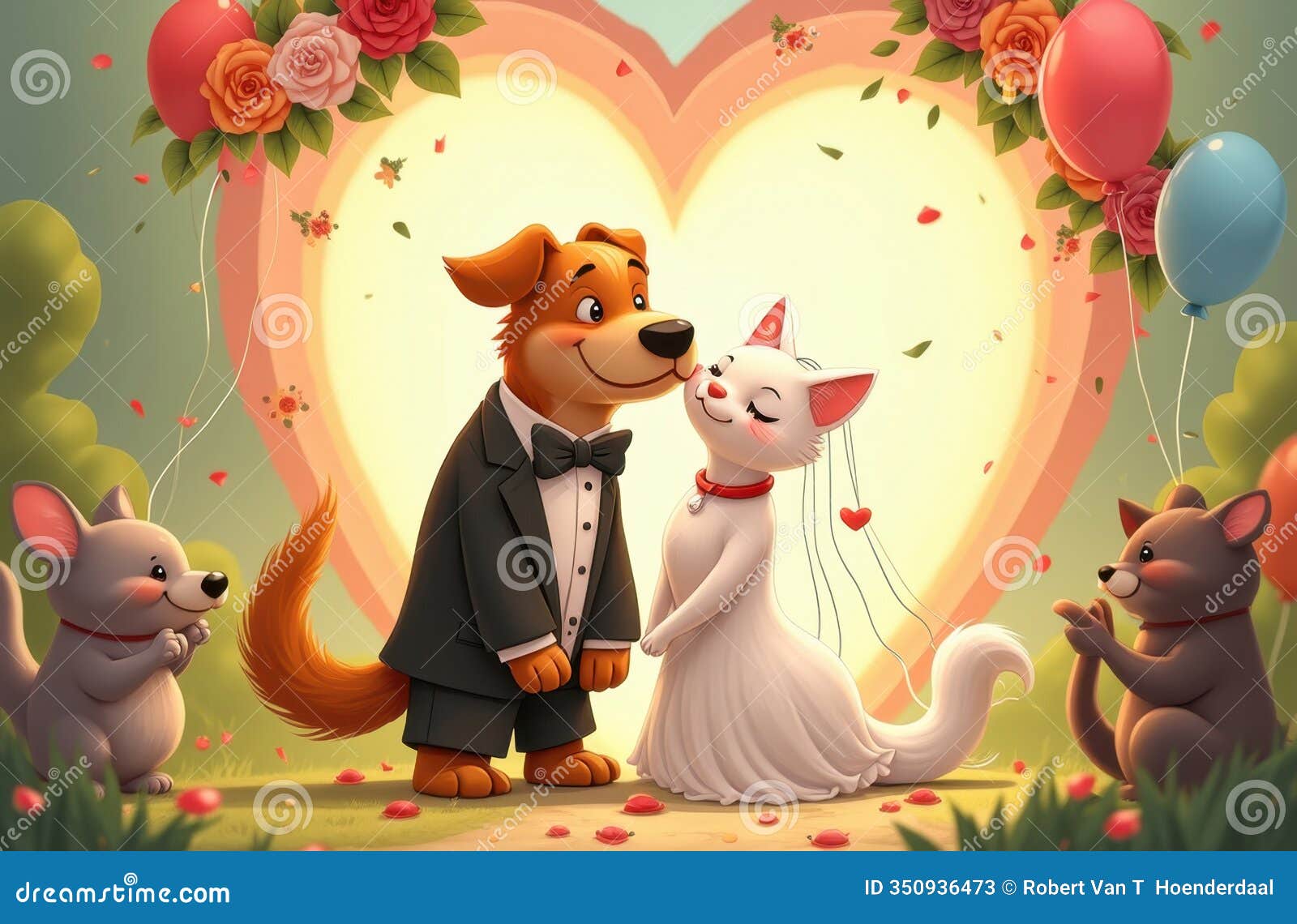 A Dog and Cat Getting Married at 20-12-2024 Stock Illustration ...