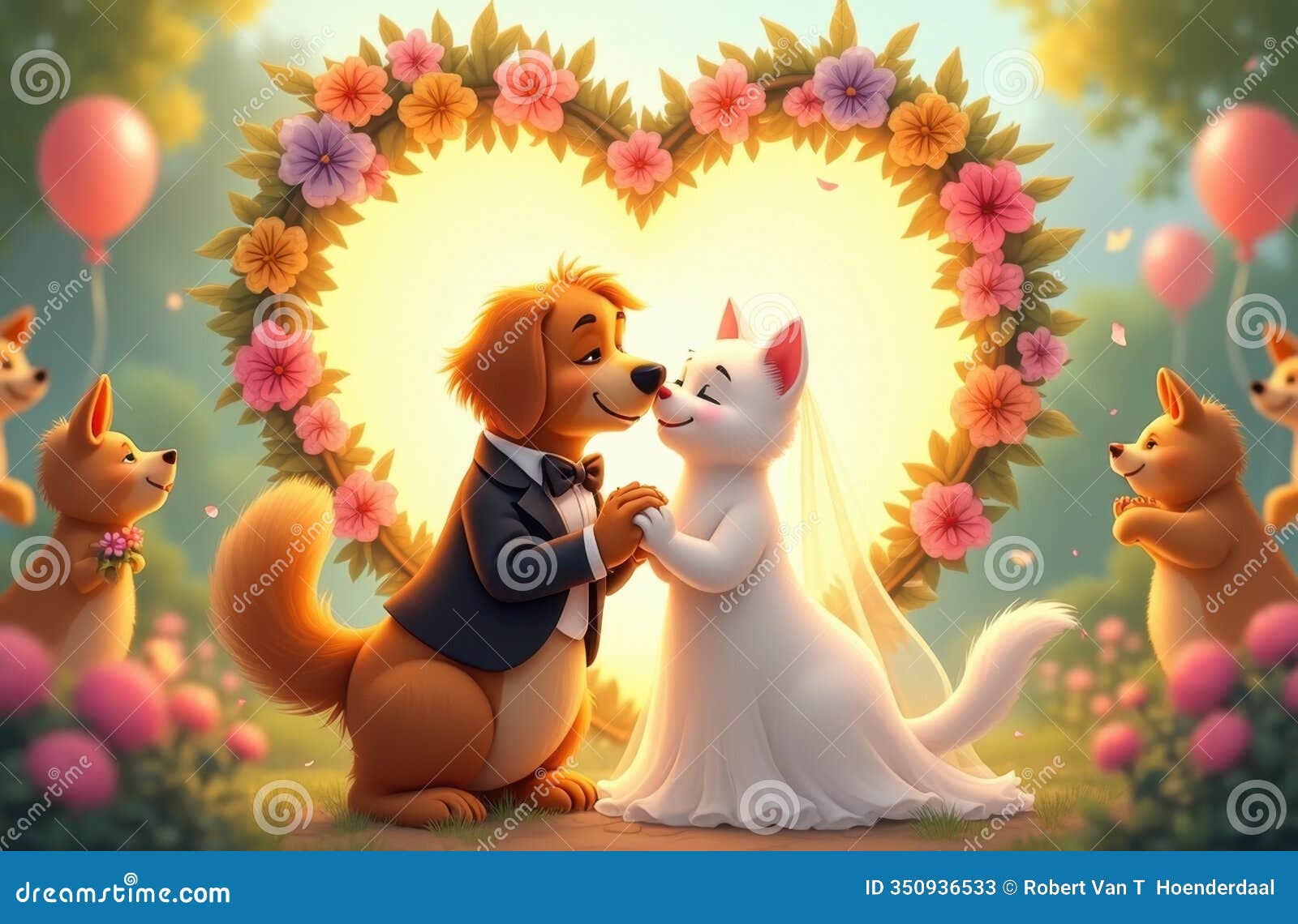 A Dog and Cat Getting Married at 20-12-2024 Stock Illustration ...