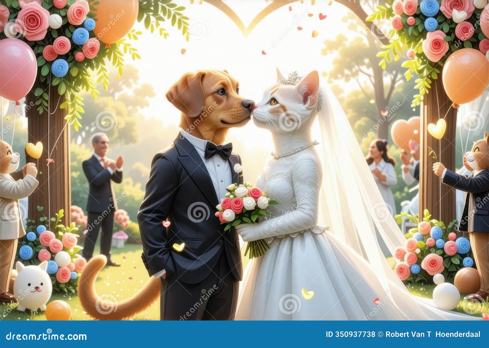 A Dog and Cat Getting Married at 20-12-2024 Stock Illustration ...