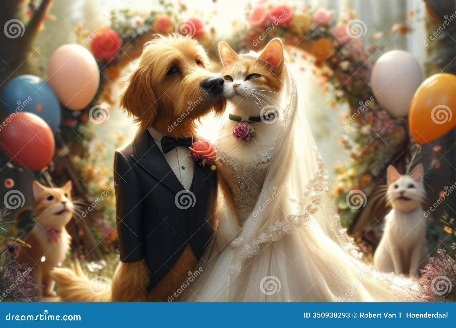 A Dog and Cat Getting Married at 20-12-2024 Stock Illustration ...
