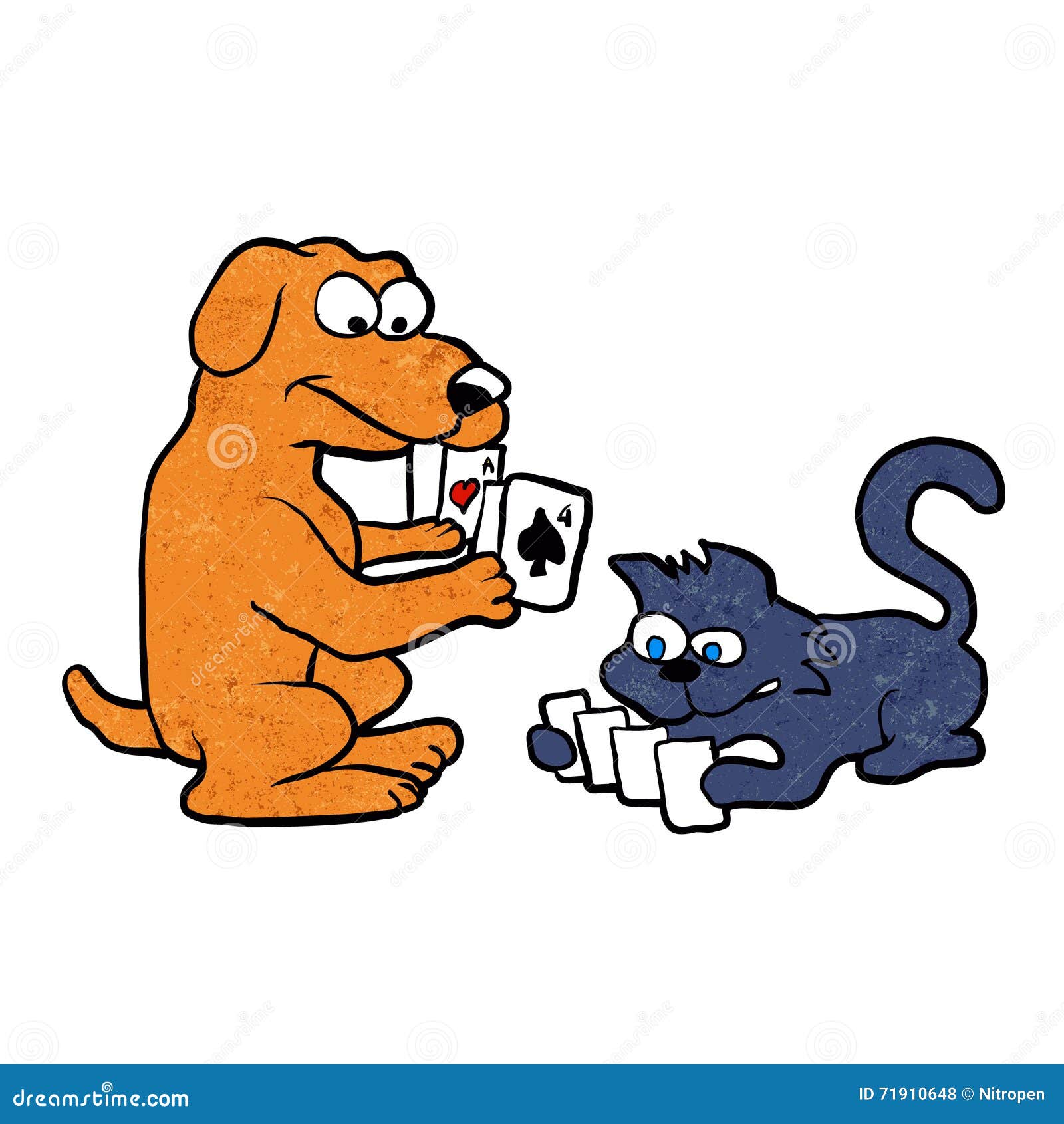 Dog and cat playing cards stock vector. Illustration of playing - 71910648