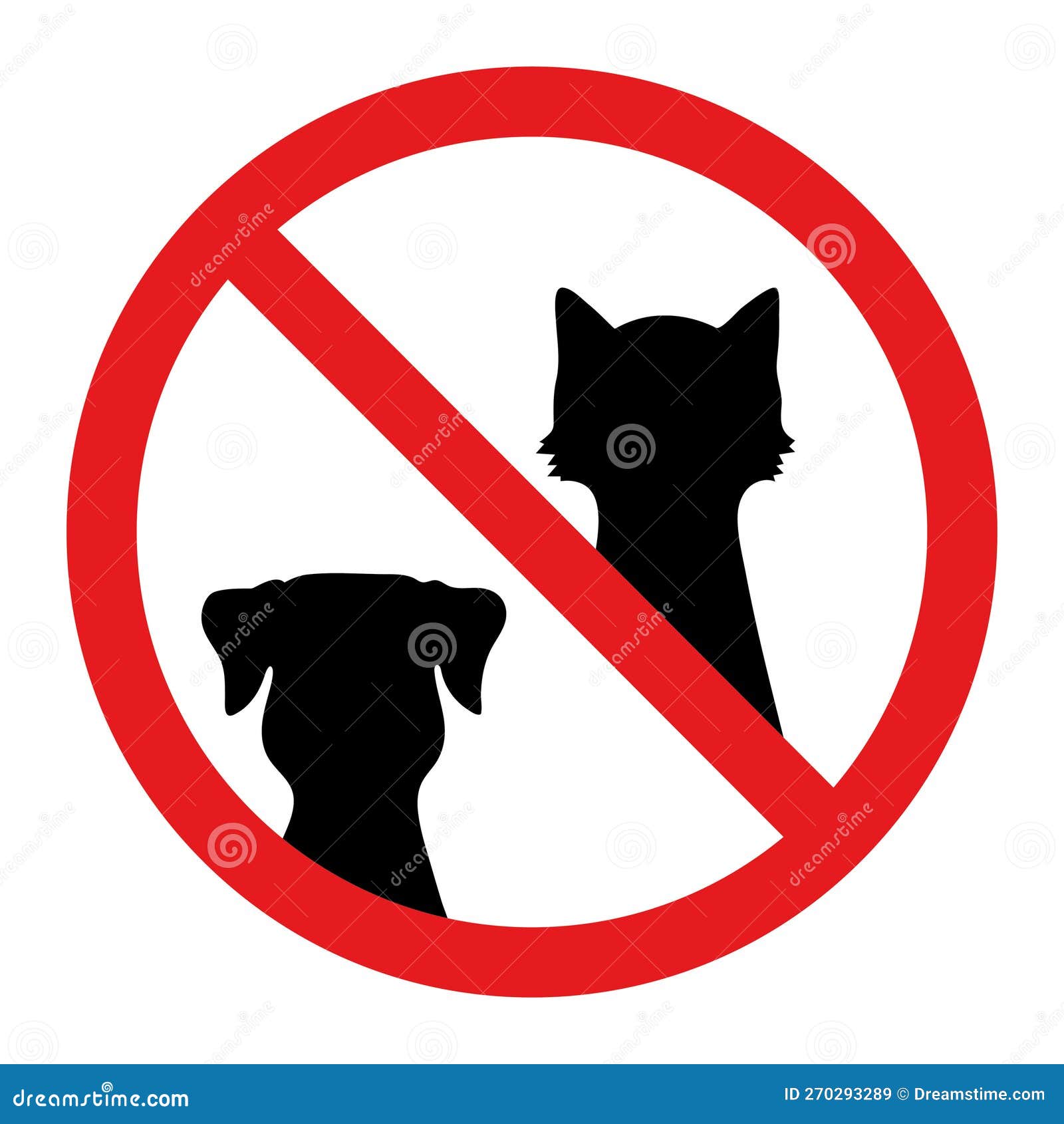 Dog Cat Prohibition Sign Vector Illustration. Stock Illustration ...